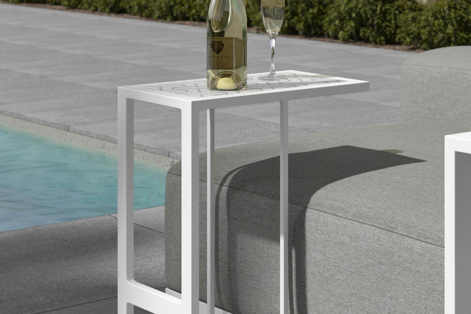 Table d'appoint jardin en aluminium blanc avec motifs graphiques ...
