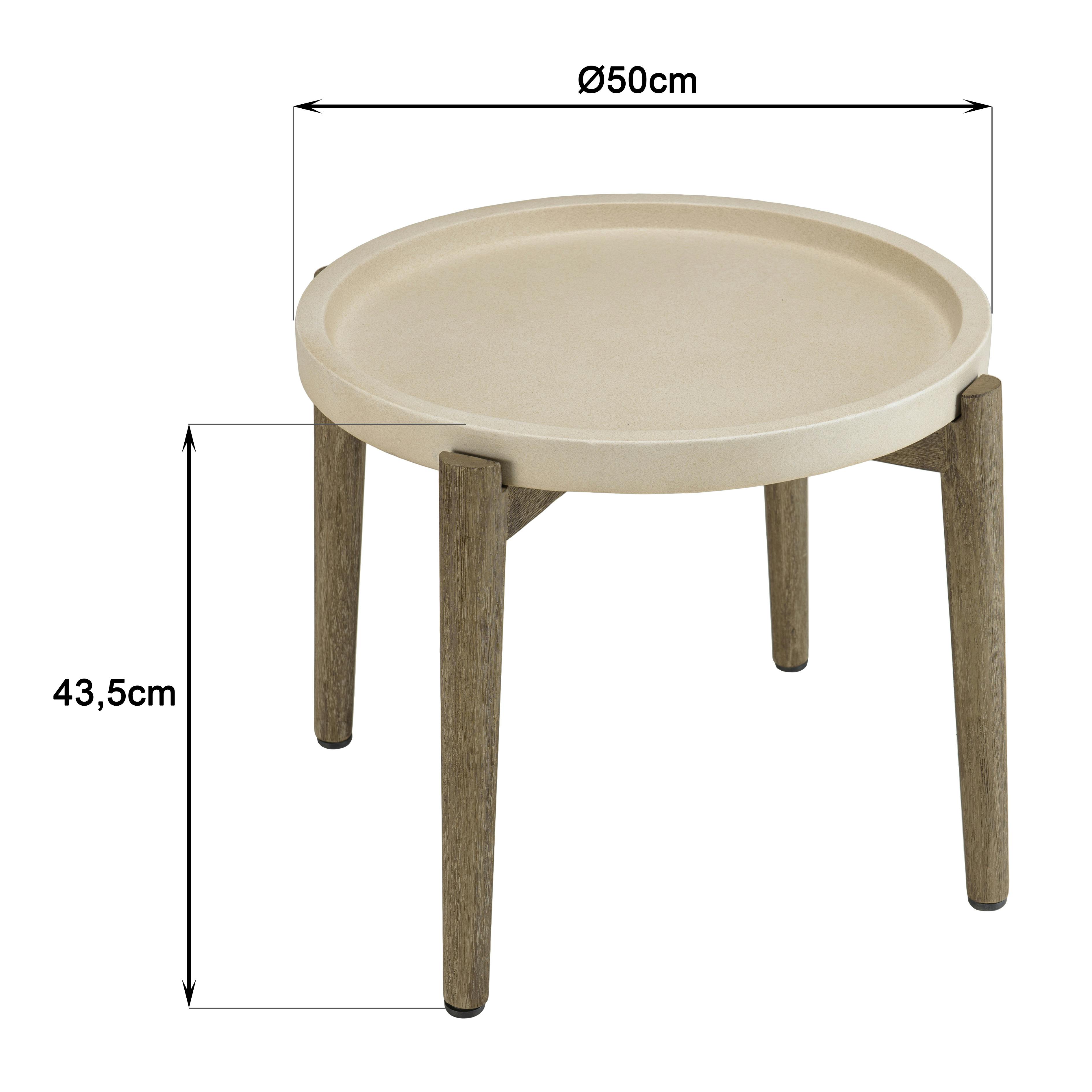 Table d'appoint ronde pour jardin bois et béton beige HERCULE | Tables ...