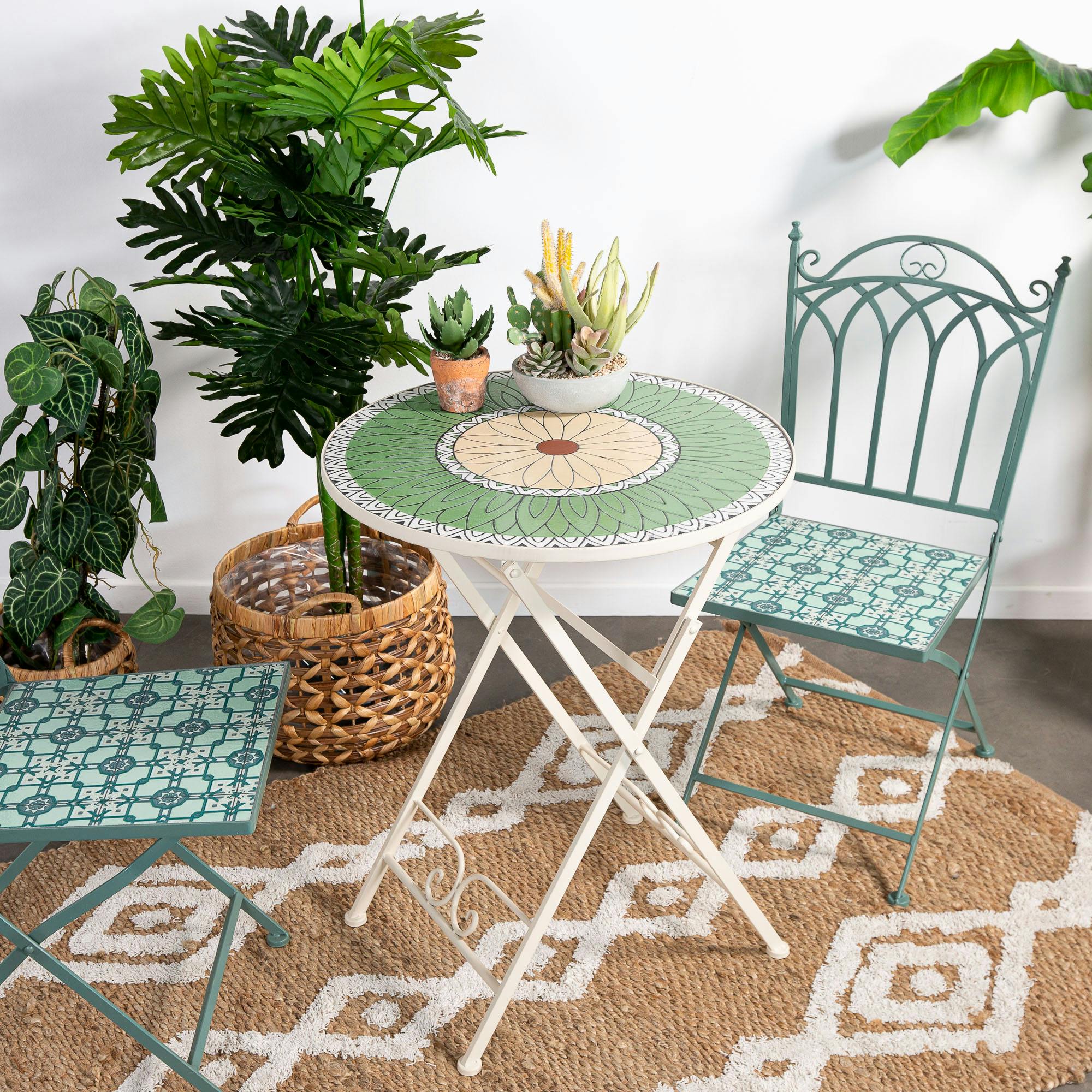 Table de balcon pliante motif fleur D 60 cm GRENADE | Tables à manger ...