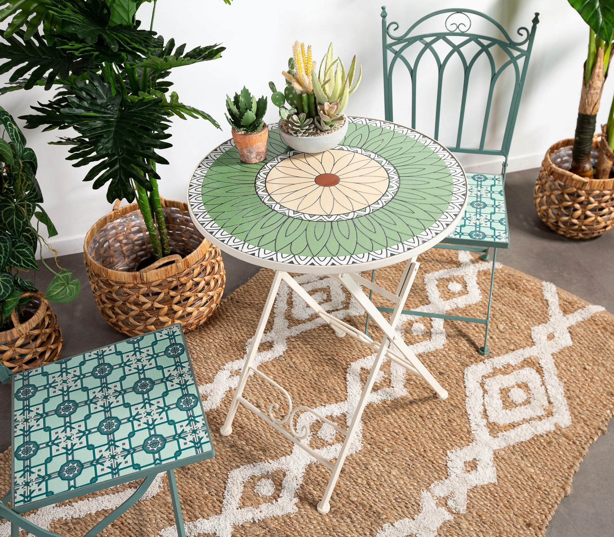 Table de balcon pliante motif fleur D 60 cm GRENADE | Tables à manger ...