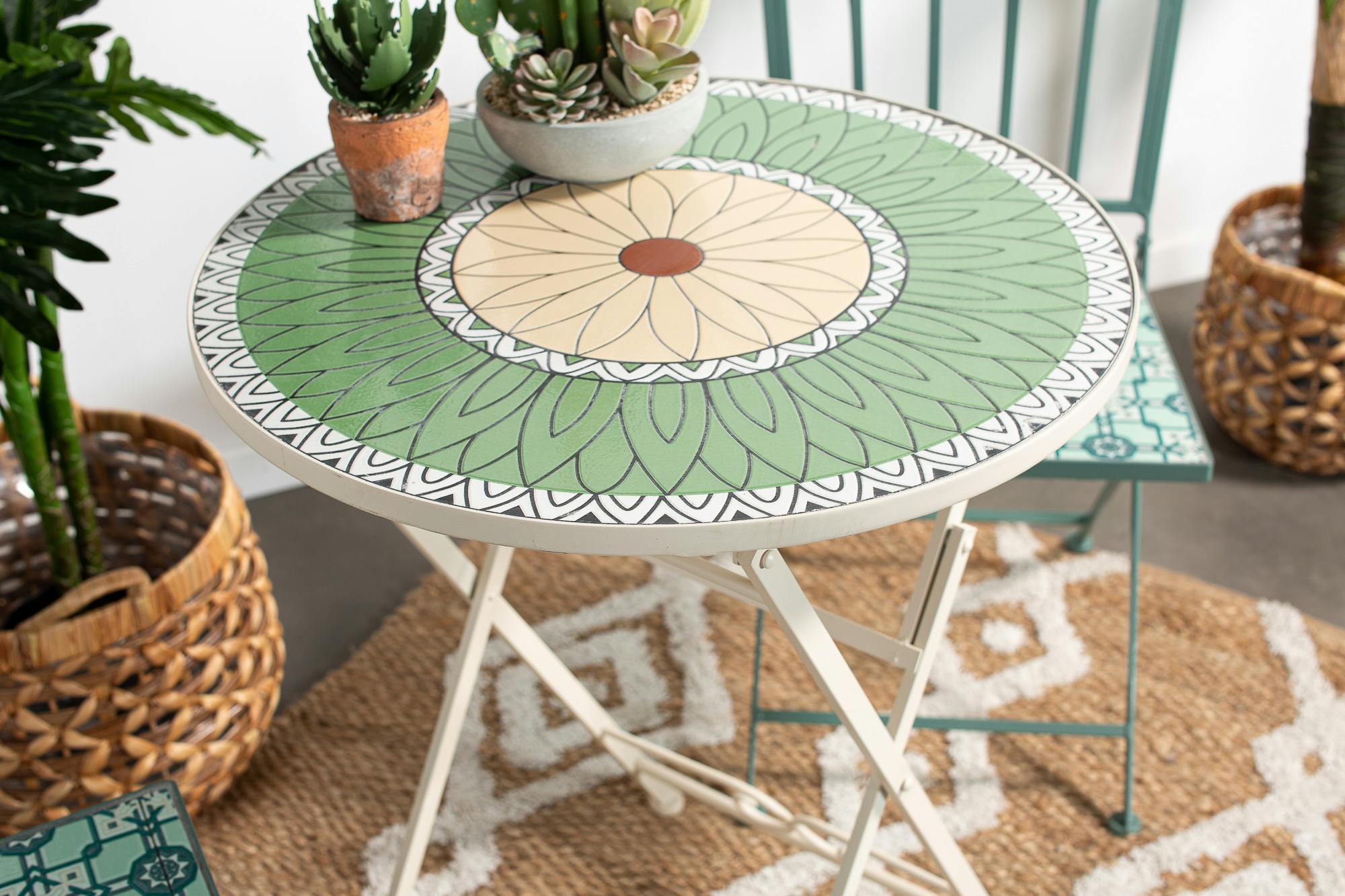 Table de balcon pliante motif fleur D 60 cm GRENADE | Tables à manger ...