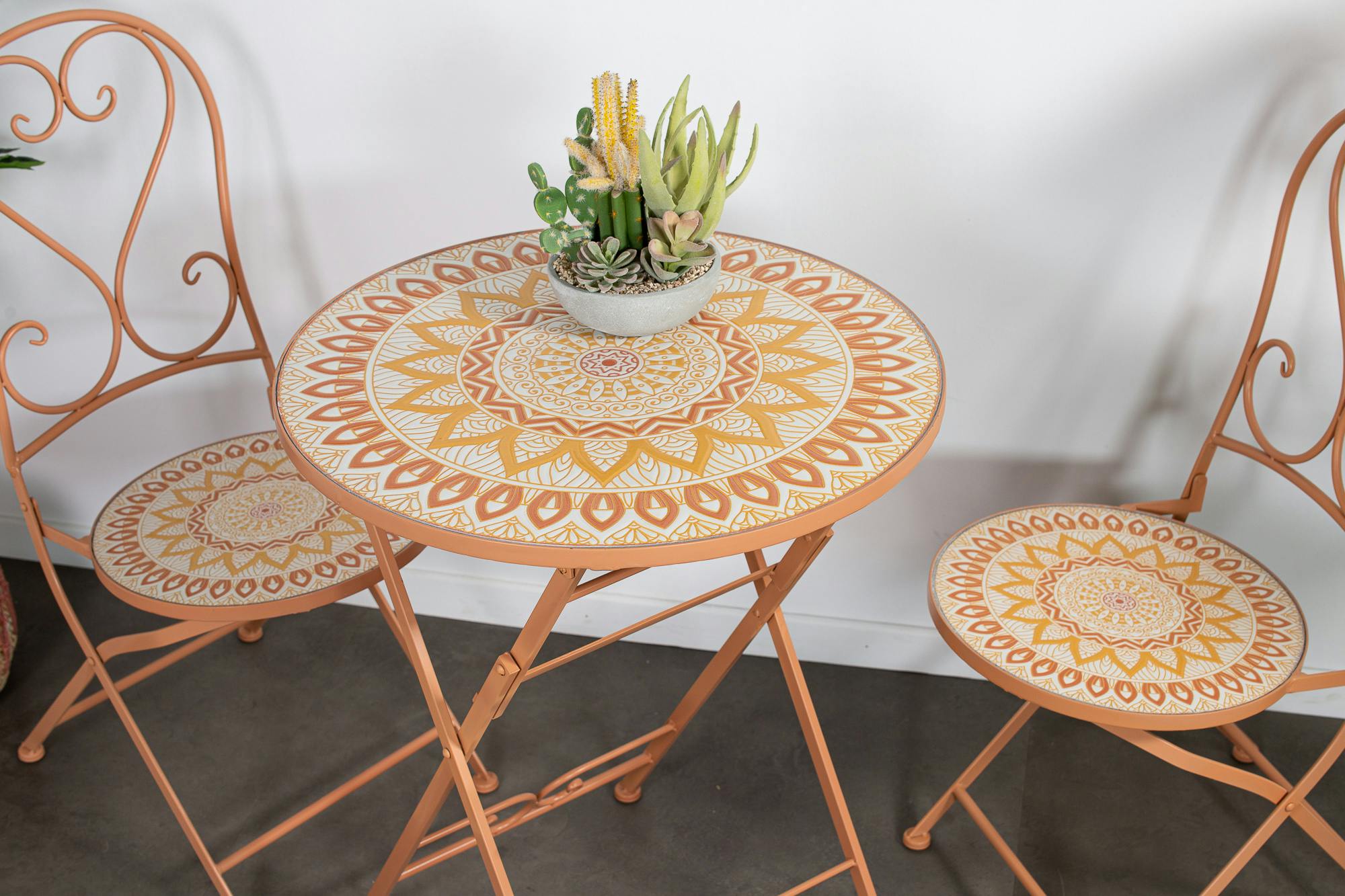 Table de balcon pliante motif soleil D 60 cm GRENADE | Tables à manger ...