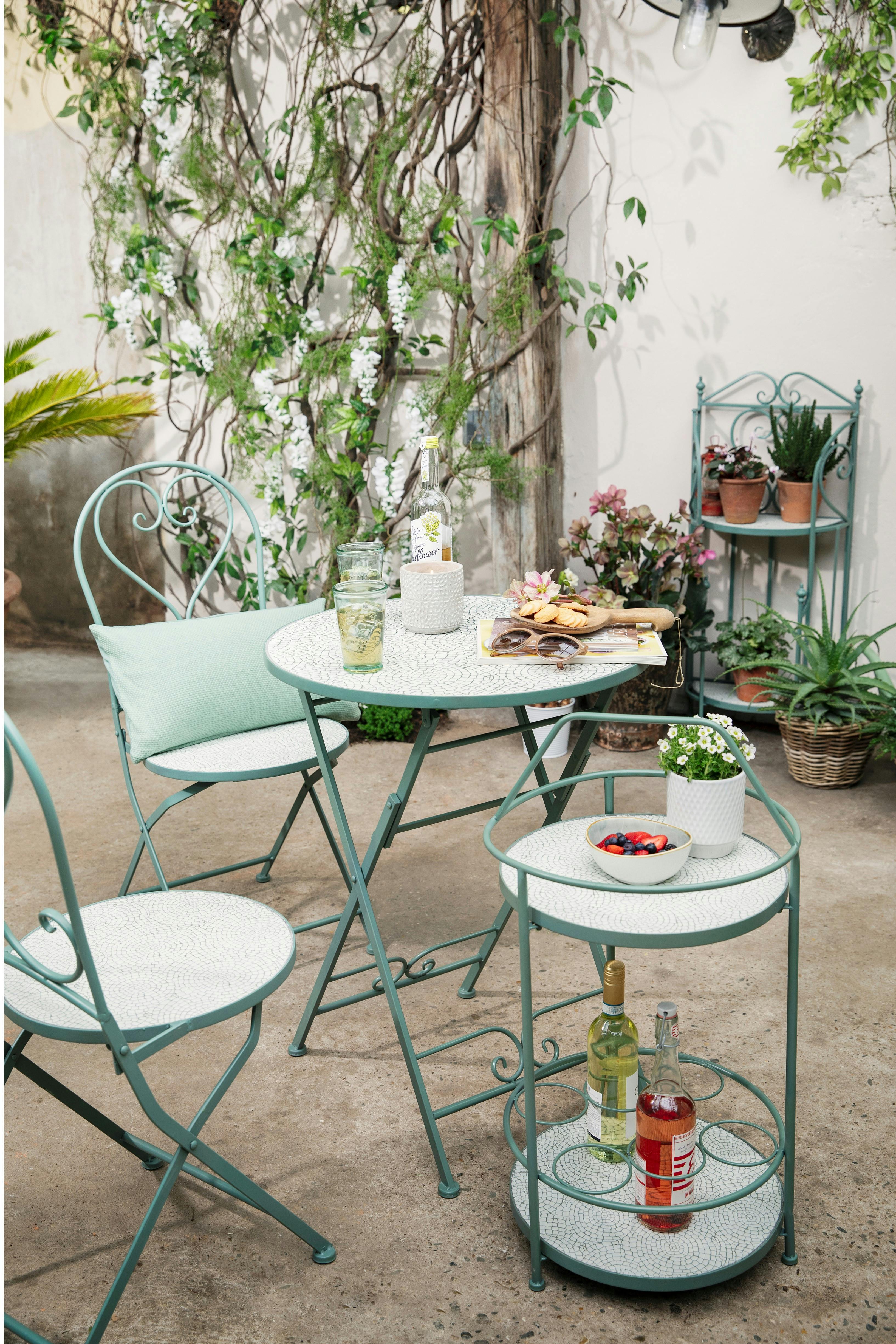 Table de balcon pliante vert d'eau D 60 cm GRENADE | Tables à manger de ...