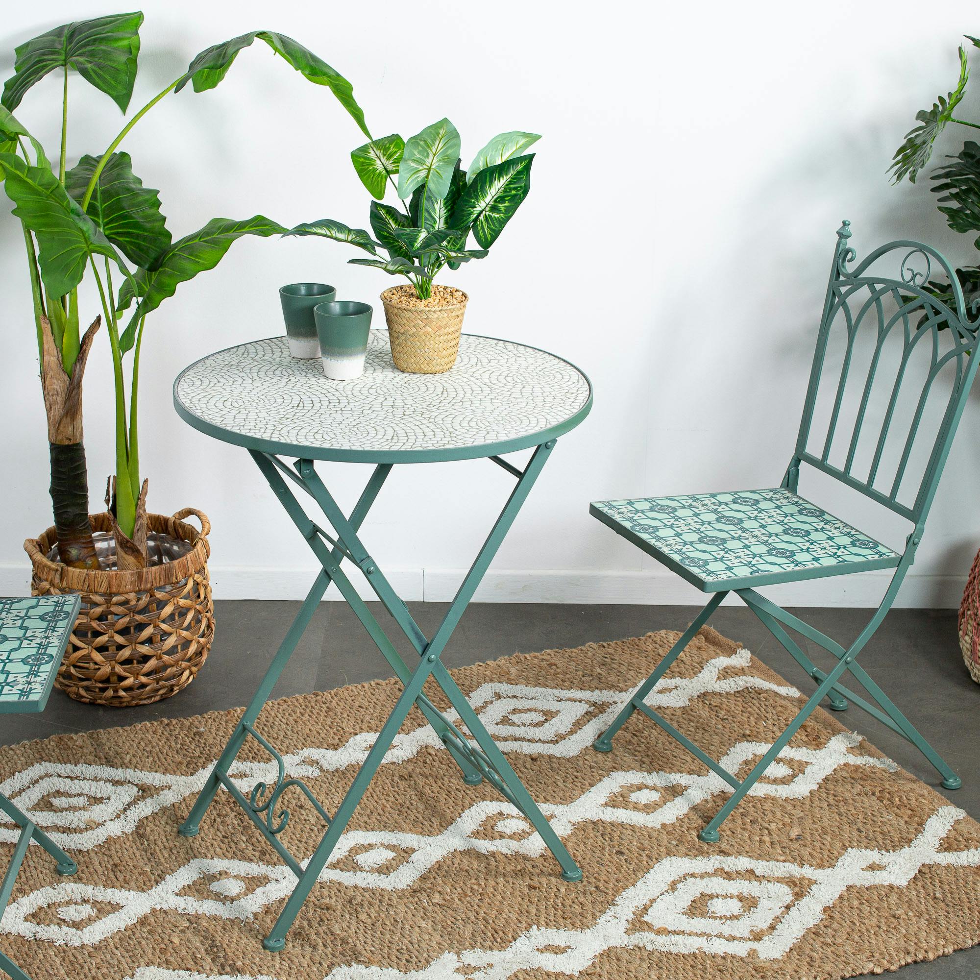 Table de balcon pliante vert d'eau D 60 cm GRENADE | Tables à manger de ...