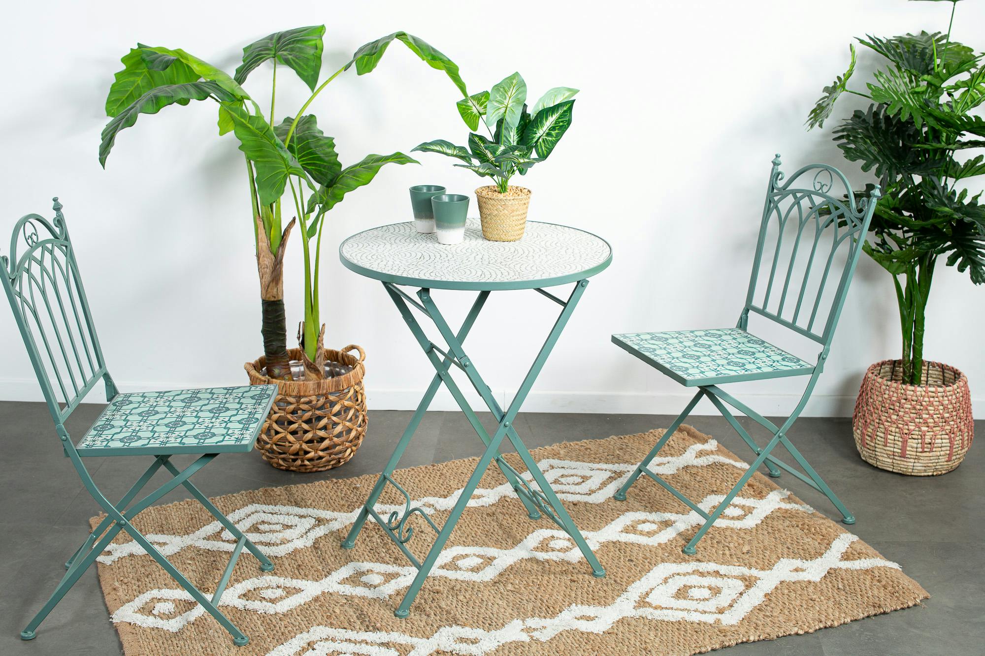 Table de balcon pliante vert d'eau D 60 cm GRENADE | Tables à manger de ...
