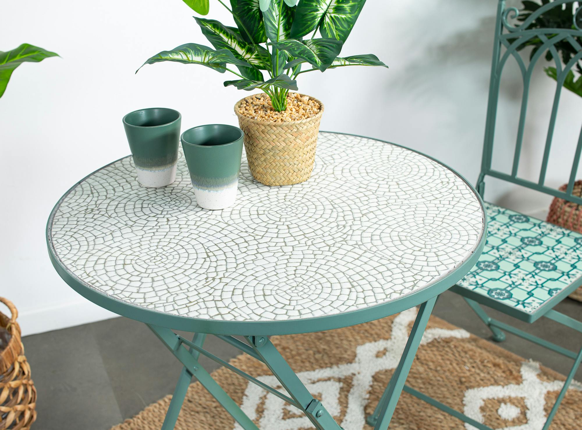 Table de balcon pliante vert d'eau D 60 cm GRENADE | Tables à manger de ...