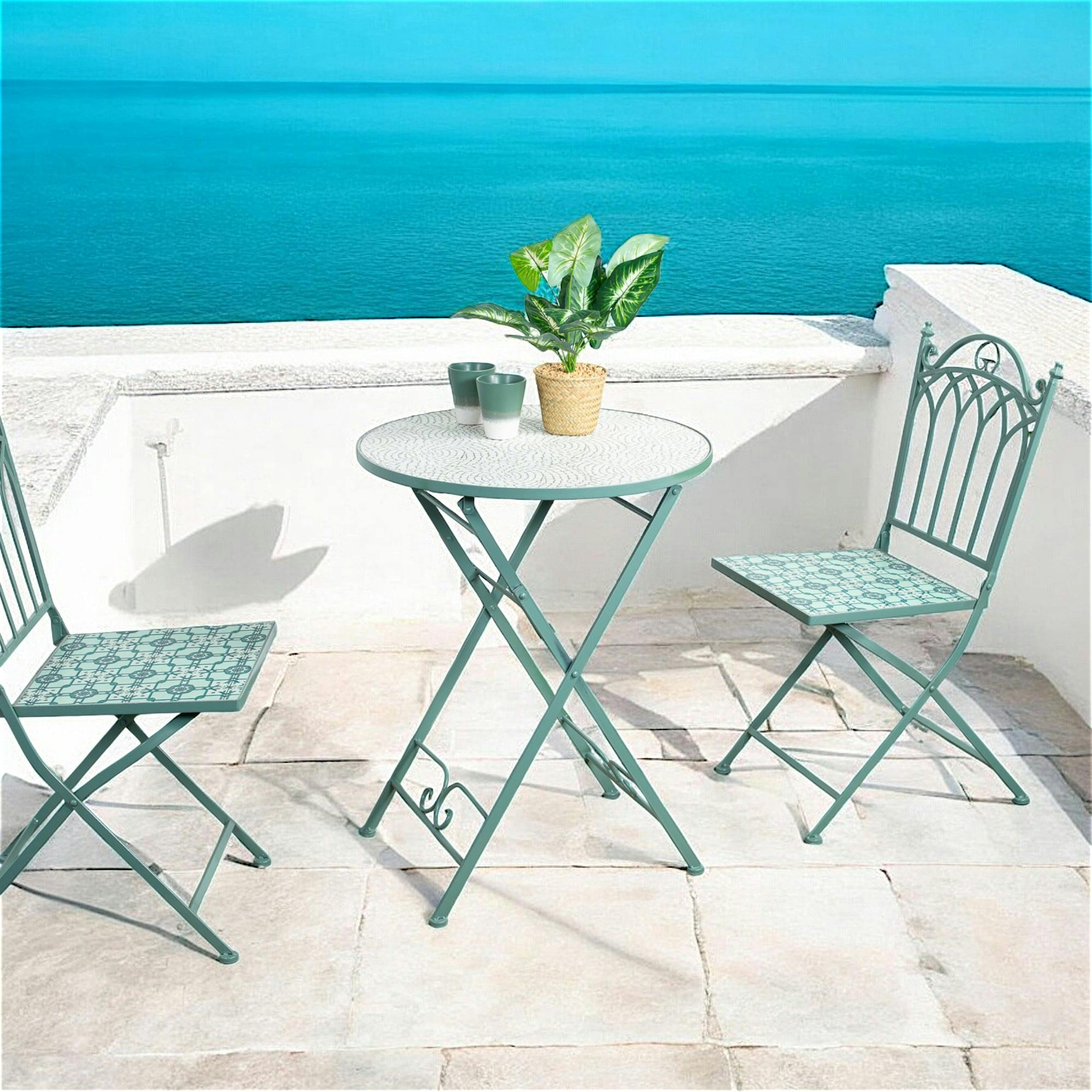 Table de balcon pliante vert d'eau D 60 cm GRENADE | Tables à manger de ...