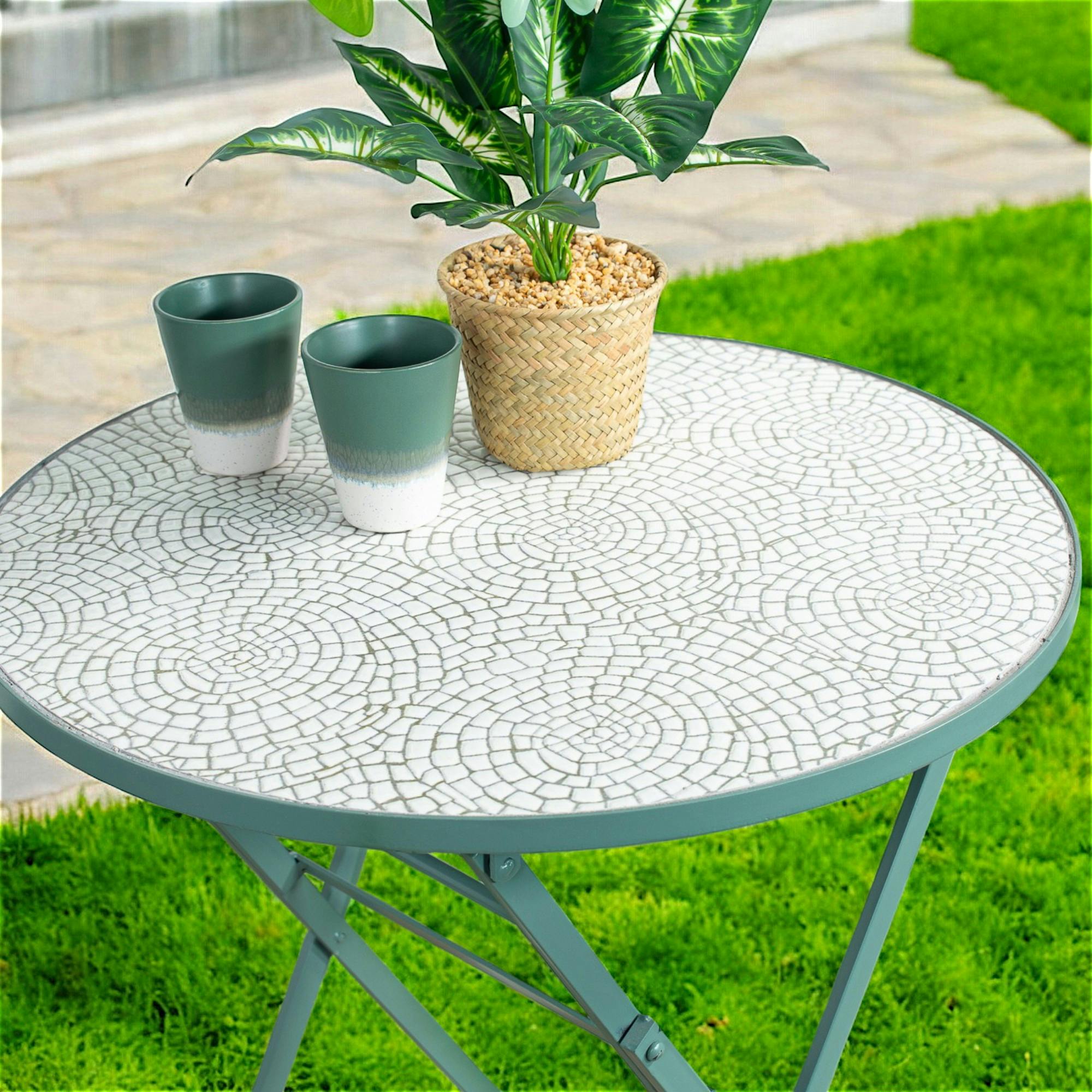 Table de balcon pliante vert d'eau D 60 cm GRENADE | Tables à manger de ...