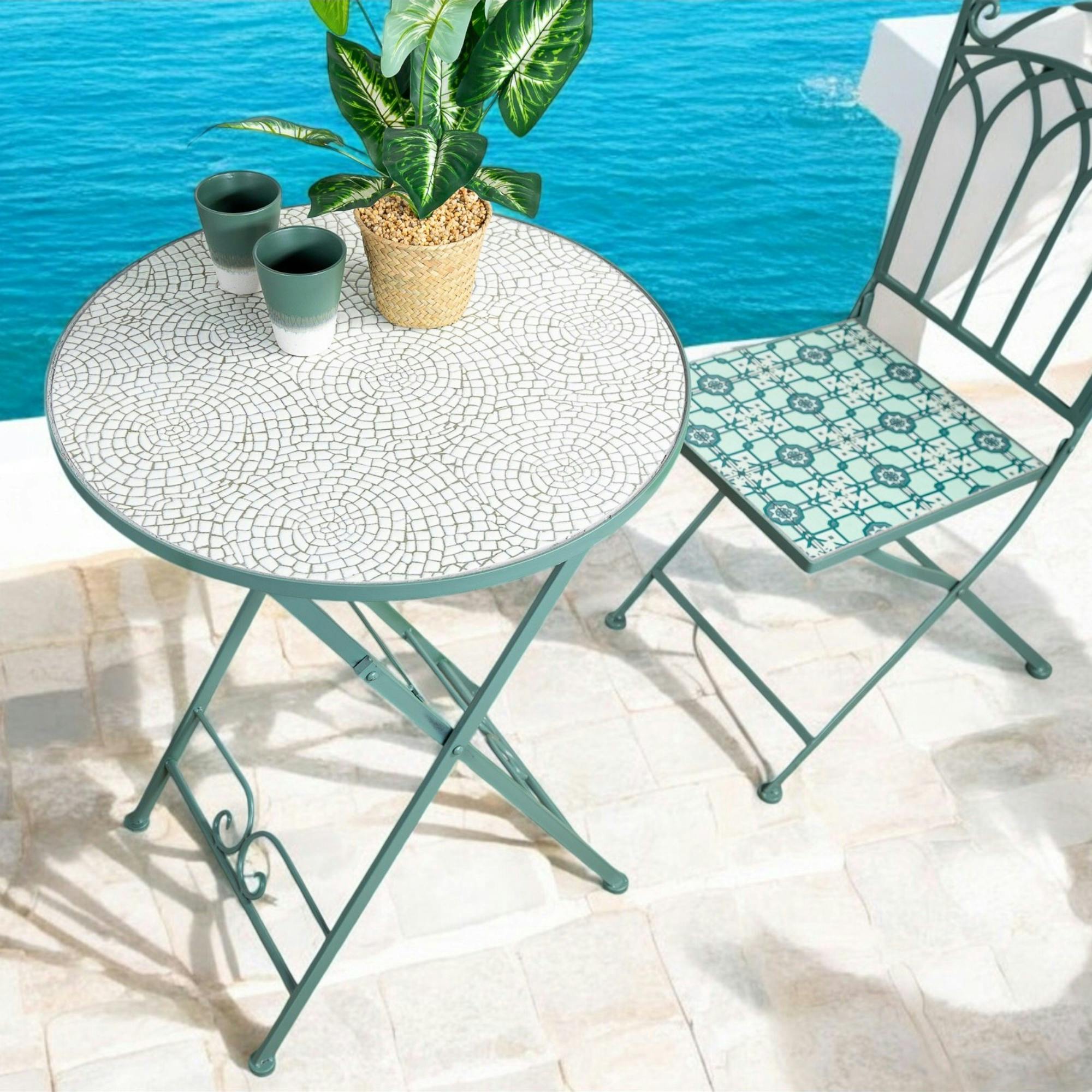 Table de balcon pliante vert d'eau D 60 cm GRENADE | Tables à manger de ...