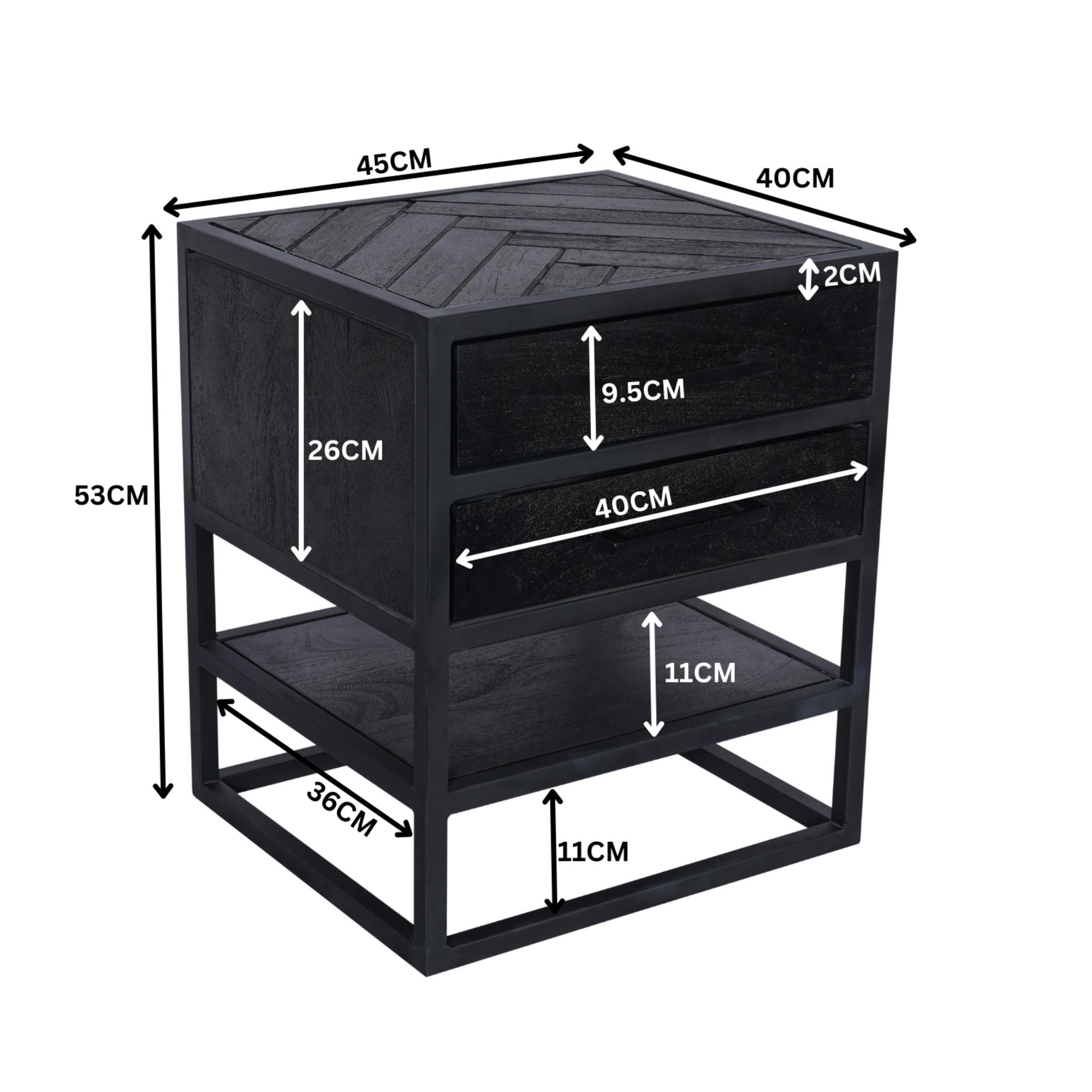 Table de chevet bois noir 2 tiroirs ALVERA | Tables de chevet | Pier Import