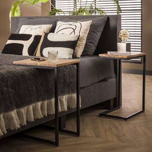 Table de chevet étroite en bois d'acacia (lot de 2) MELBOURNE | Tables ...