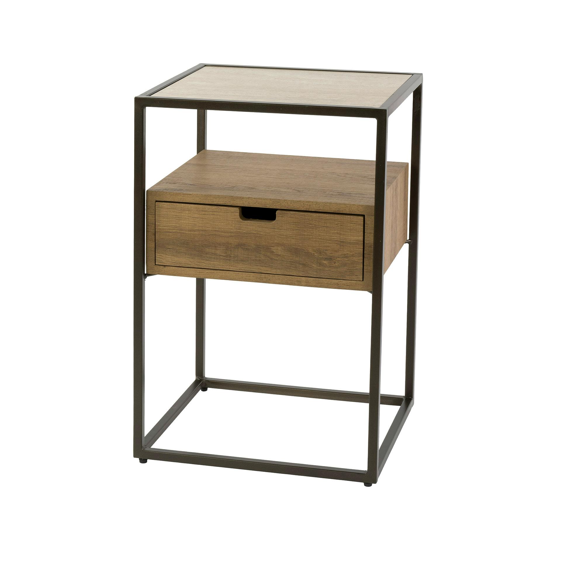 Table de chevet moderne effet travertin 1 tiroir ASCOLI | Tables de ...