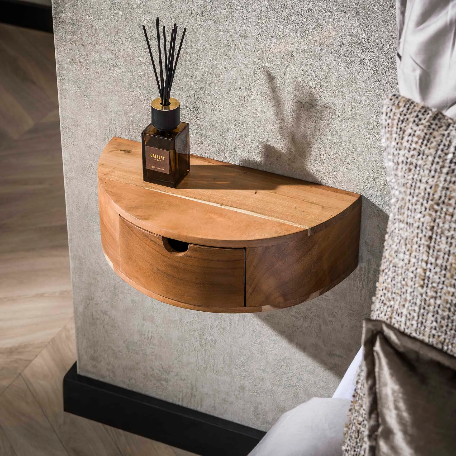 Table de chevet murale courbe 1 tiroir MELBOURNE | Tables de chevet ...