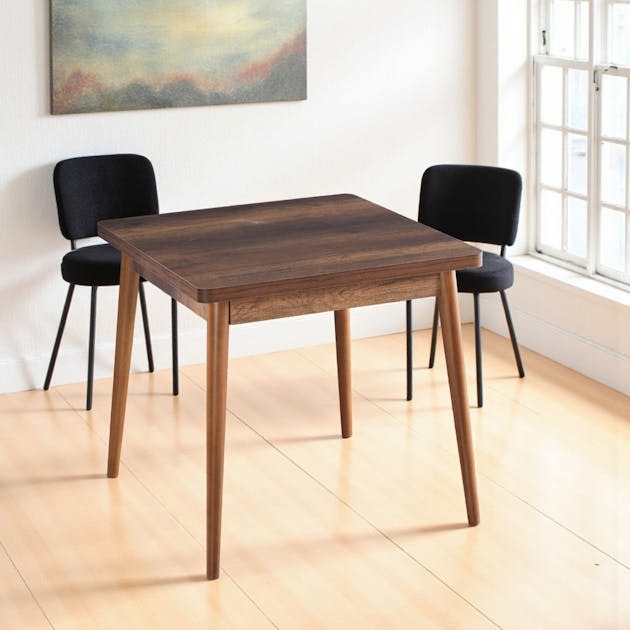 Table de cuisine carrée effet bois de noyer 80 cm MARFA | Tables à ...