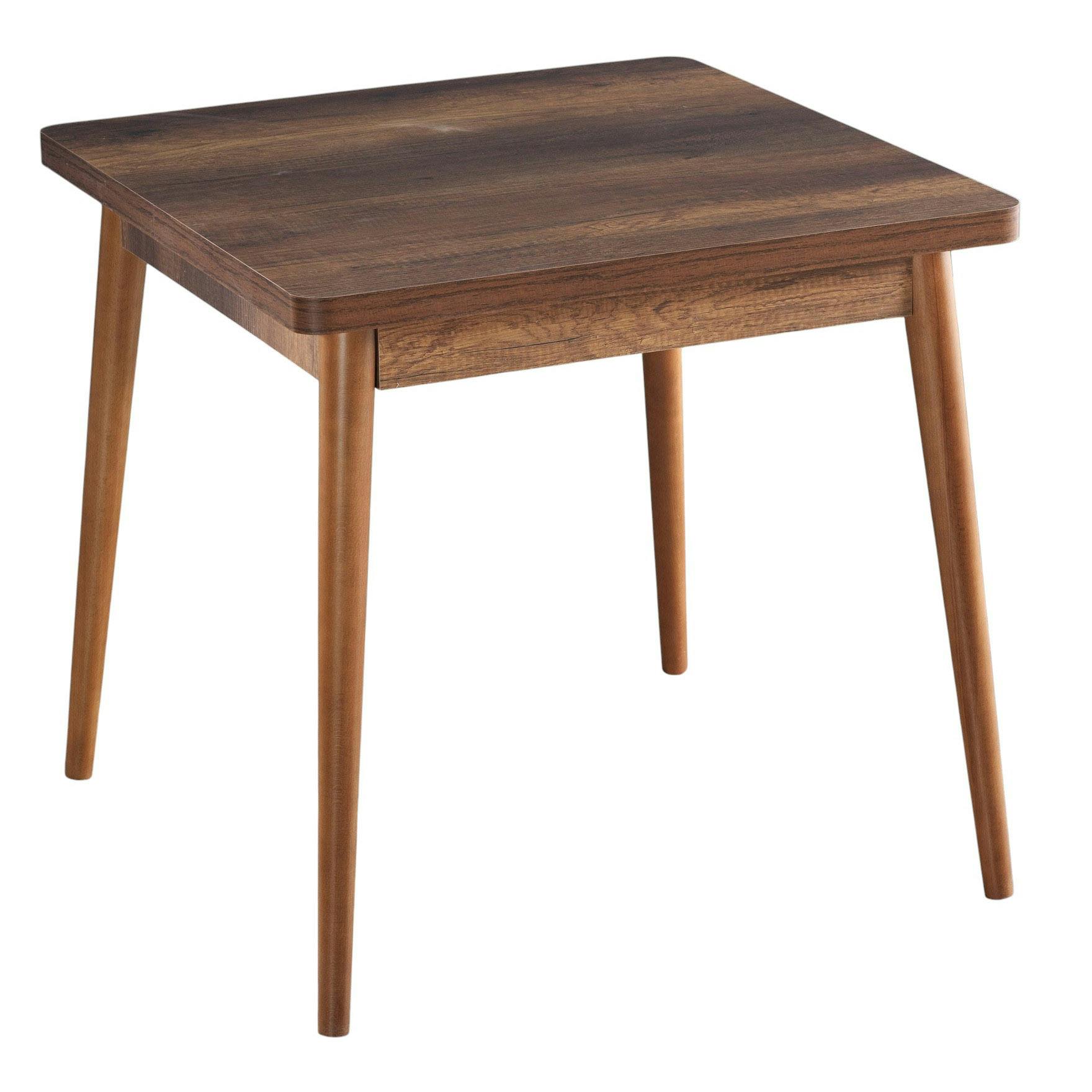 Table de cuisine carrée effet bois de noyer 80 cm MARFA | Tables à ...