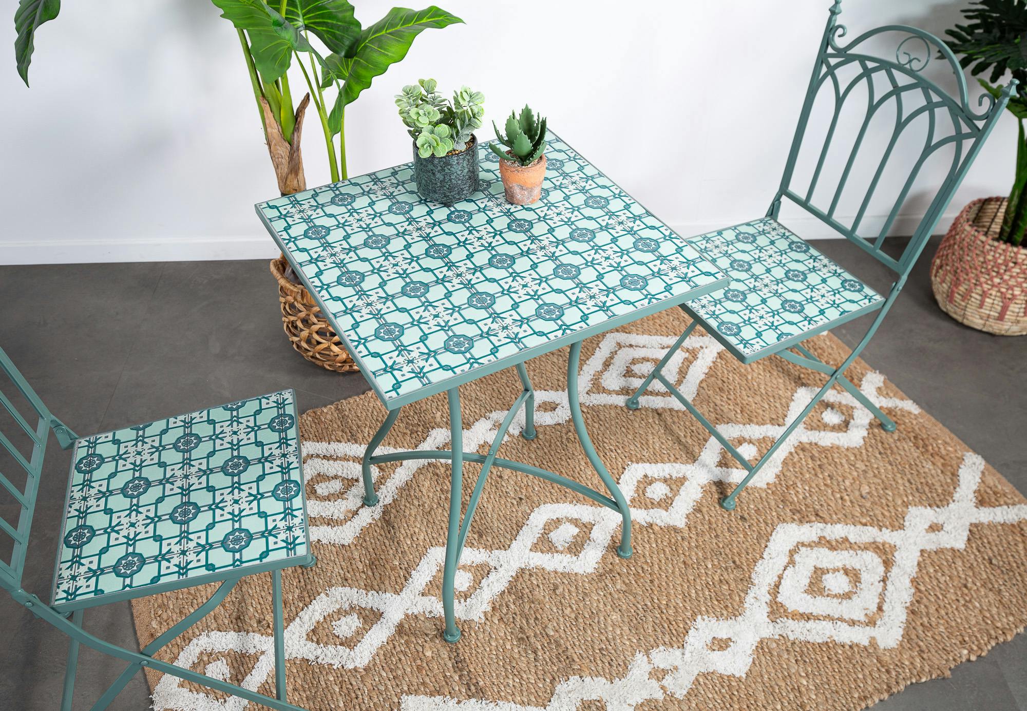 Table de jardin motif carré 58 cm GRENADE | Tables à manger de jardin ...