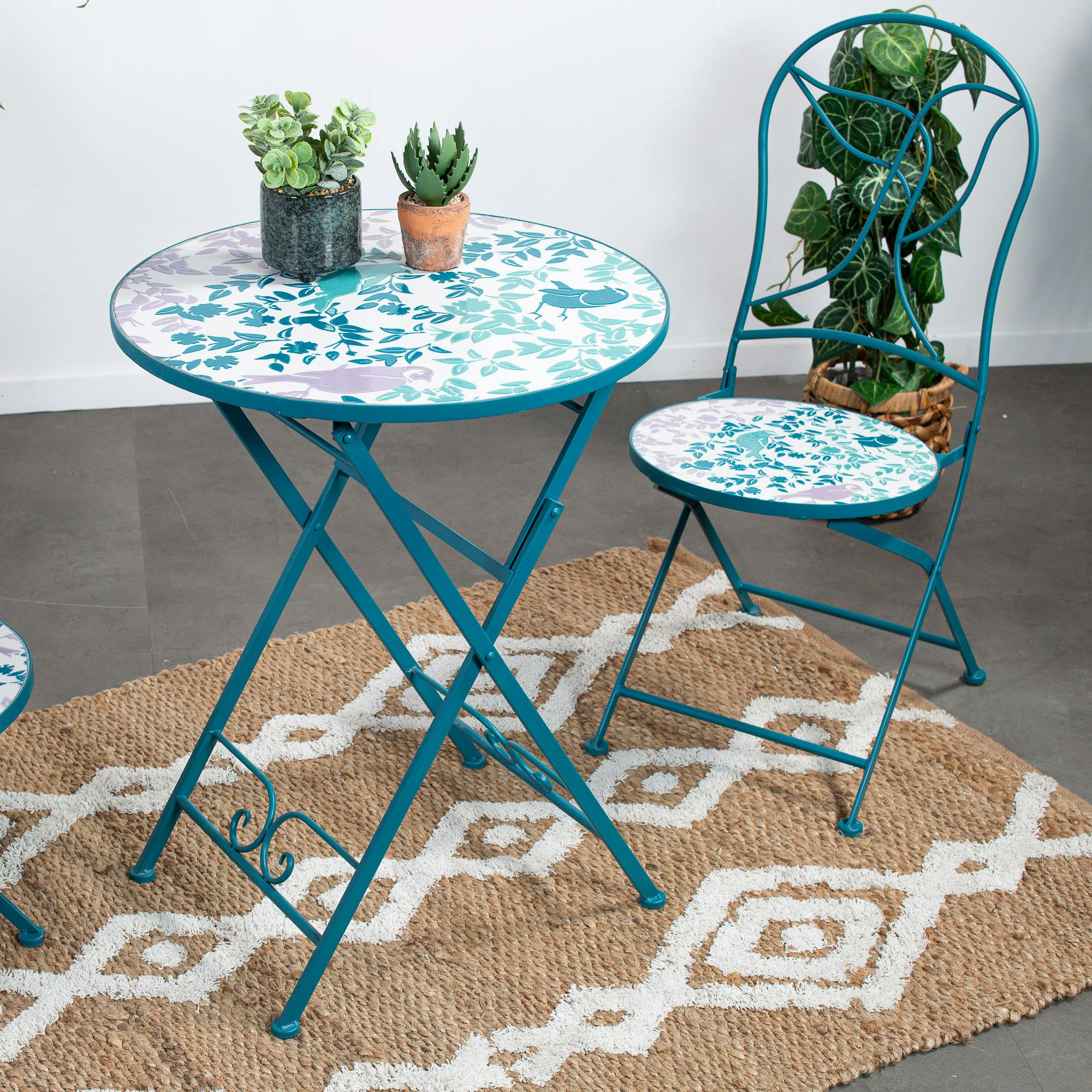 Table de jardin motif oiseau D 60 cm GRENADE | Tables à manger de ...