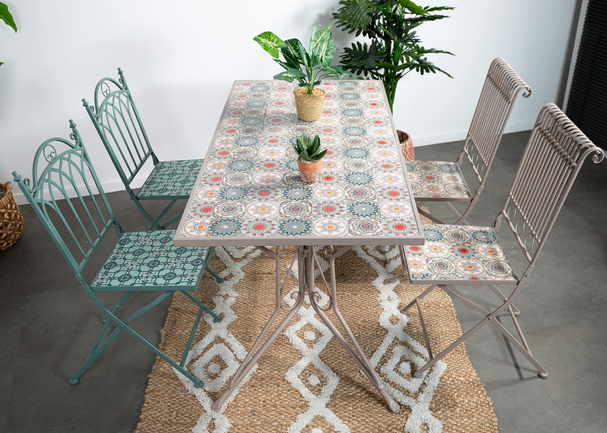 Table de jardin motif rosace 140 cm GRENADE | Tables à manger de jardin ...