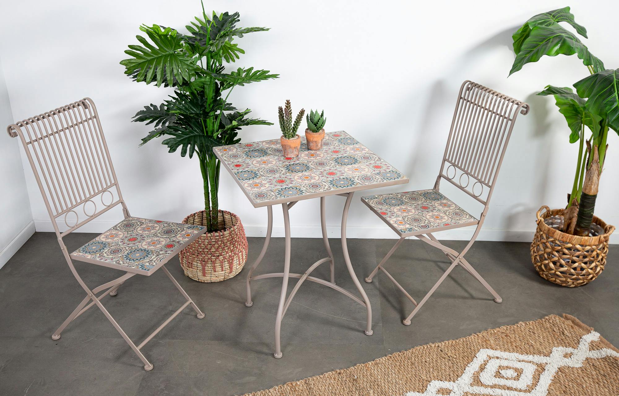 Table de jardin motif rosace 58 cm GRENADE | Tables à manger de jardin ...