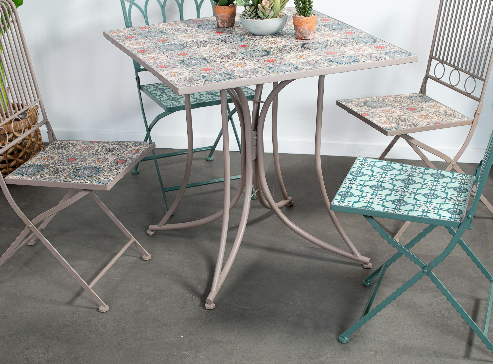 Table de jardin motif rosace 78 cm GRENADE | Tables à manger de jardin ...