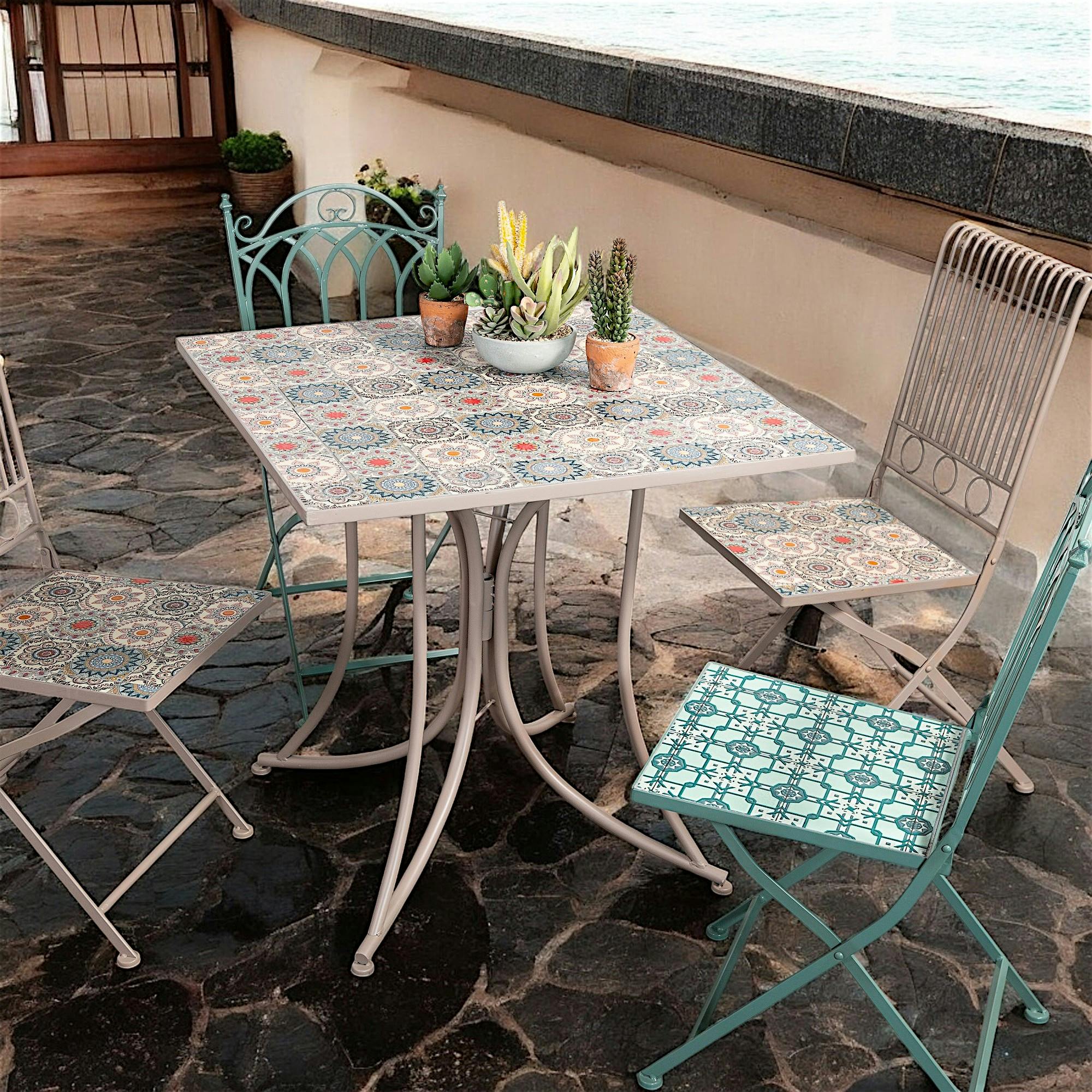 Table de jardin motif rosace 78 cm GRENADE | Tables à manger de jardin ...