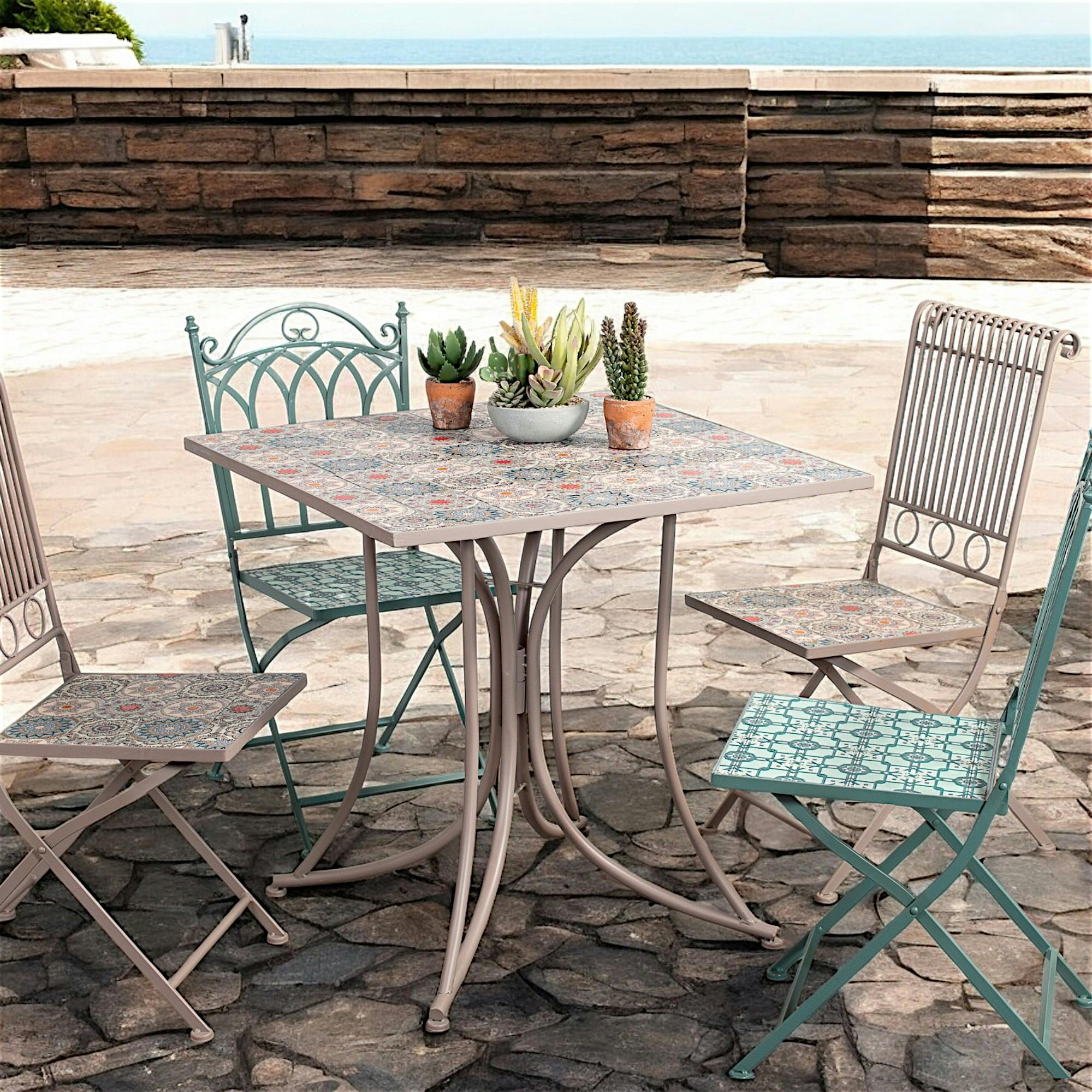 Table de jardin motif rosace 78 cm GRENADE | Tables à manger de jardin ...