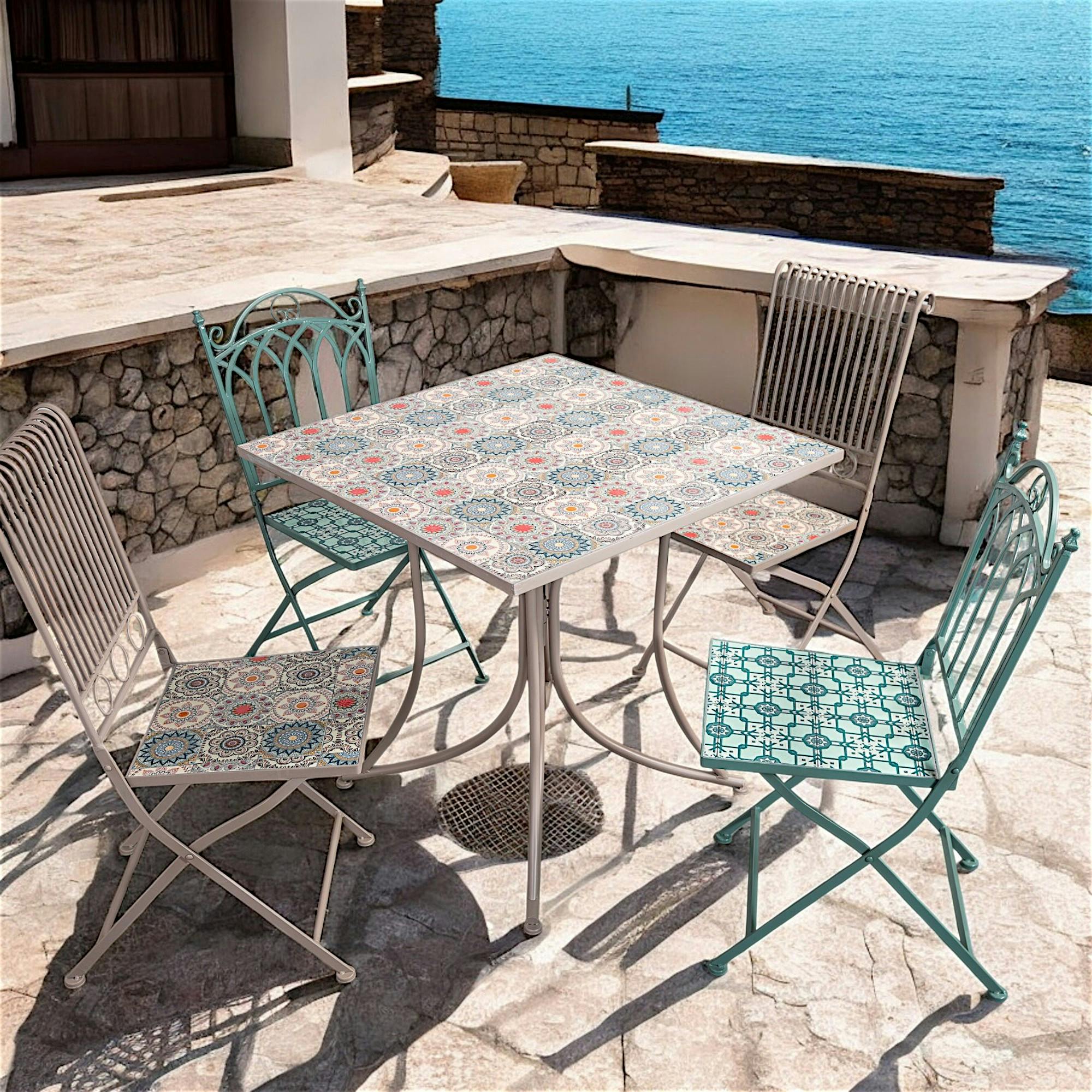 Table de jardin motif rosace 78 cm GRENADE | Tables à manger de jardin ...