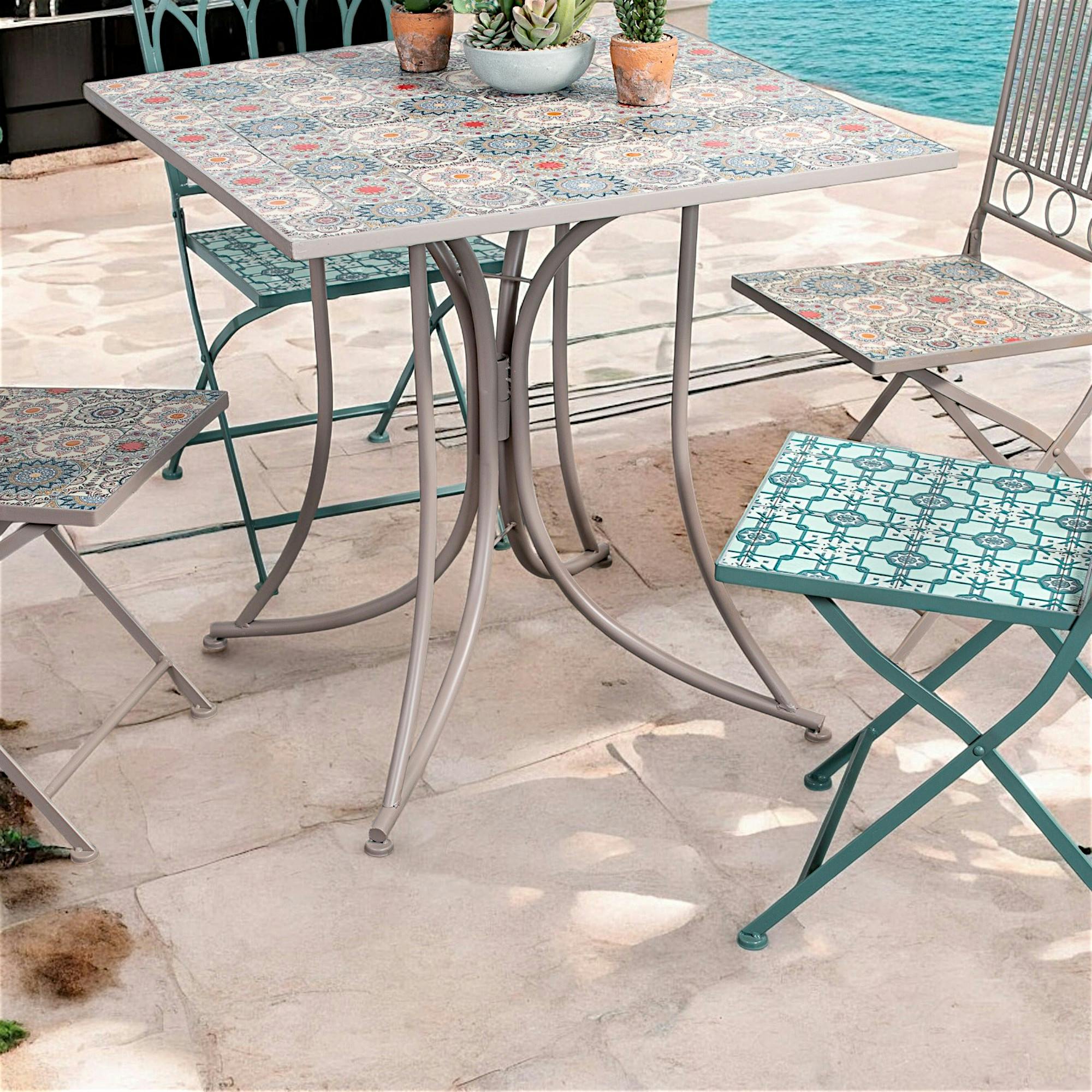 Table de jardin motif rosace 78 cm GRENADE | Tables à manger de jardin ...