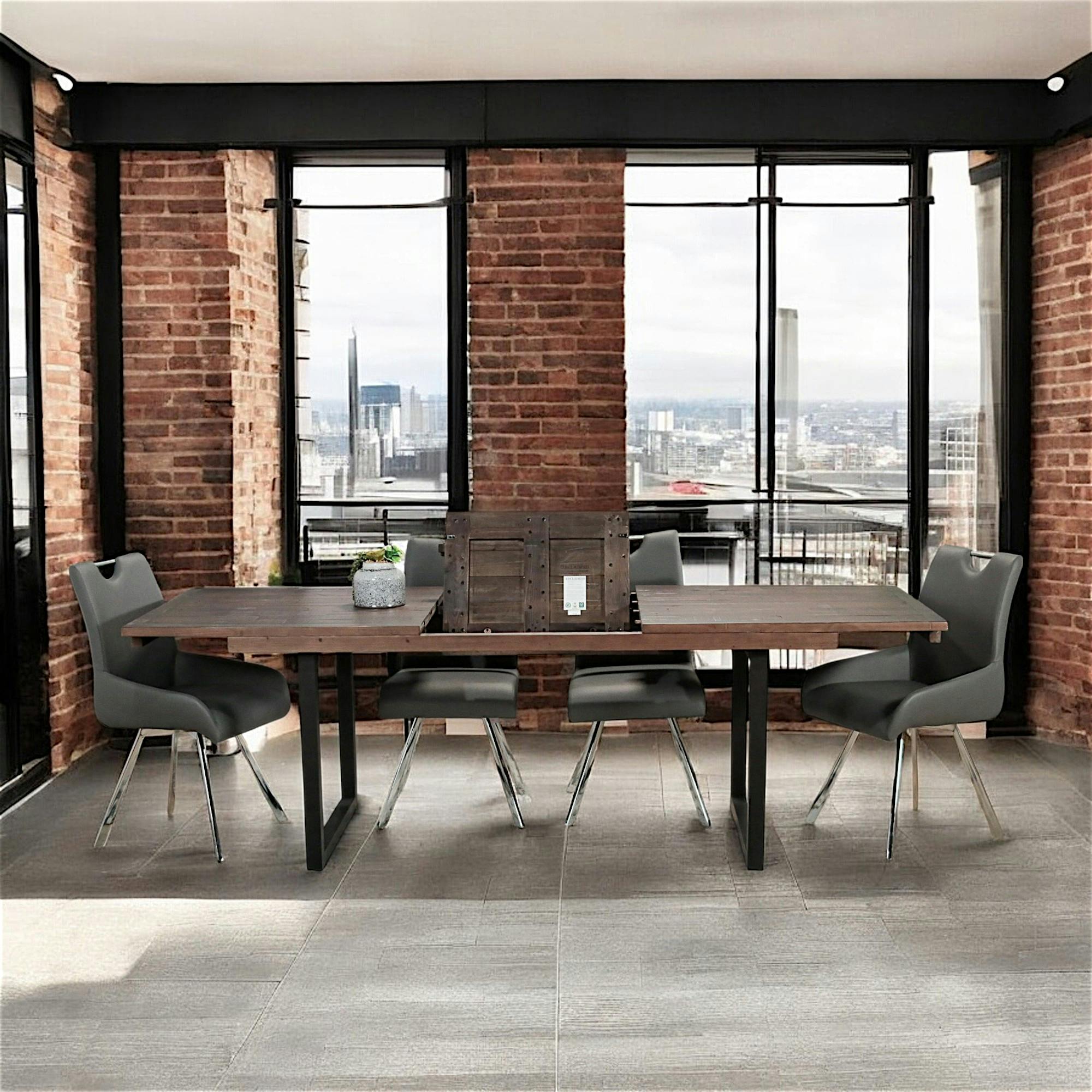 Table de repas extensible bois brun recyclé 180-240 cm SAMOA | Tables à ...