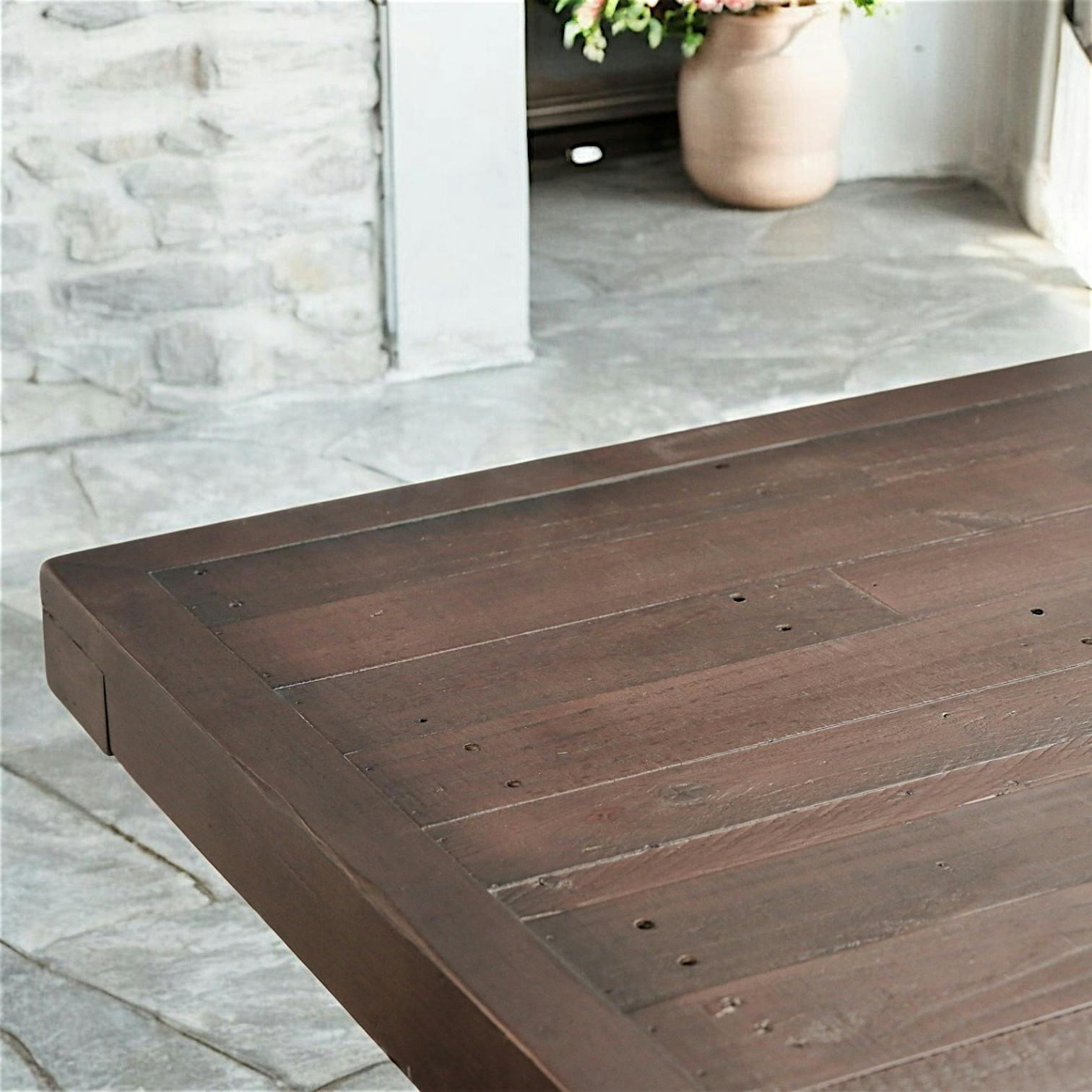 Table de repas extensible bois brun recyclé 180-240 cm SAMOA | Tables à ...