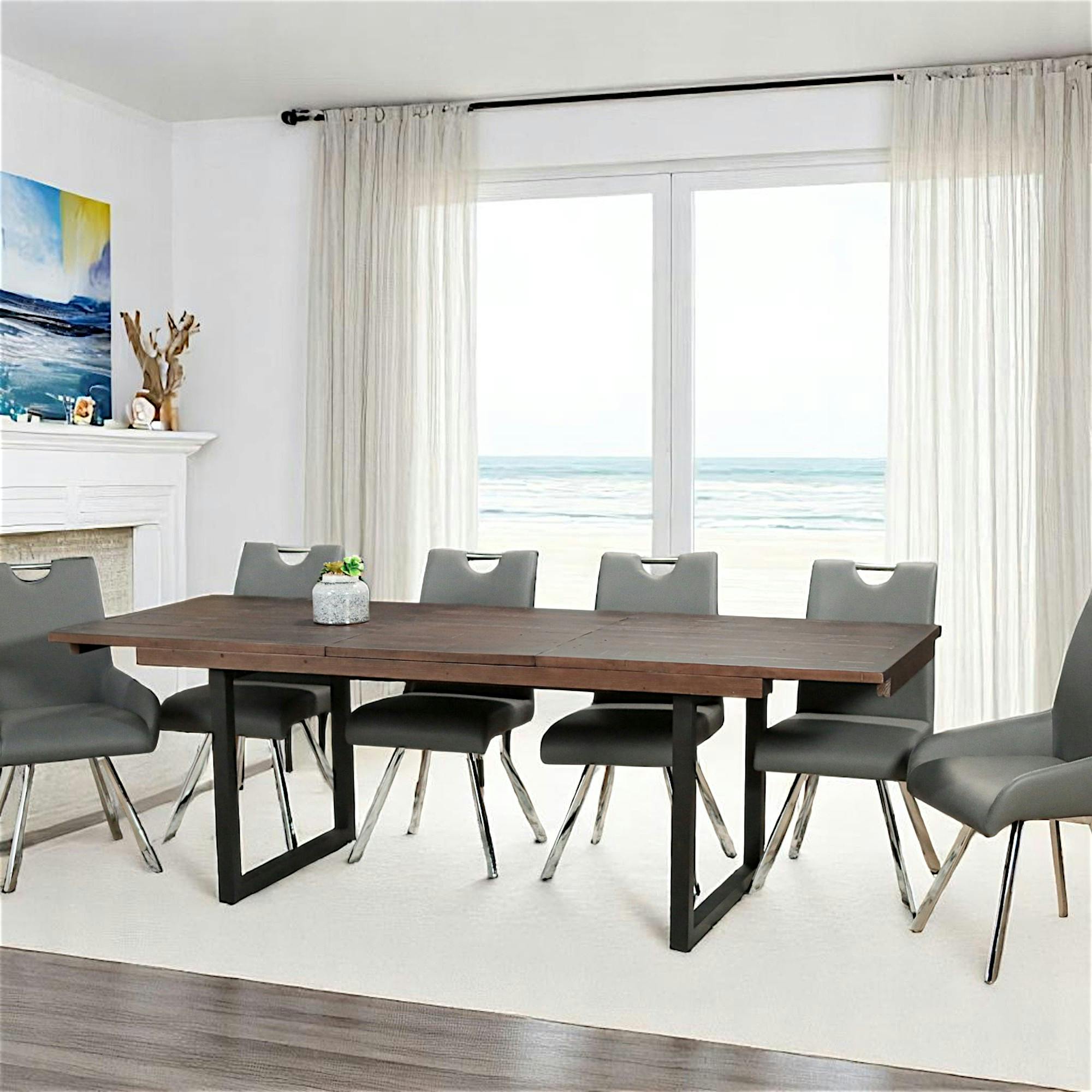 Table de repas extensible bois brun recyclé 180-240 cm SAMOA | Tables à ...