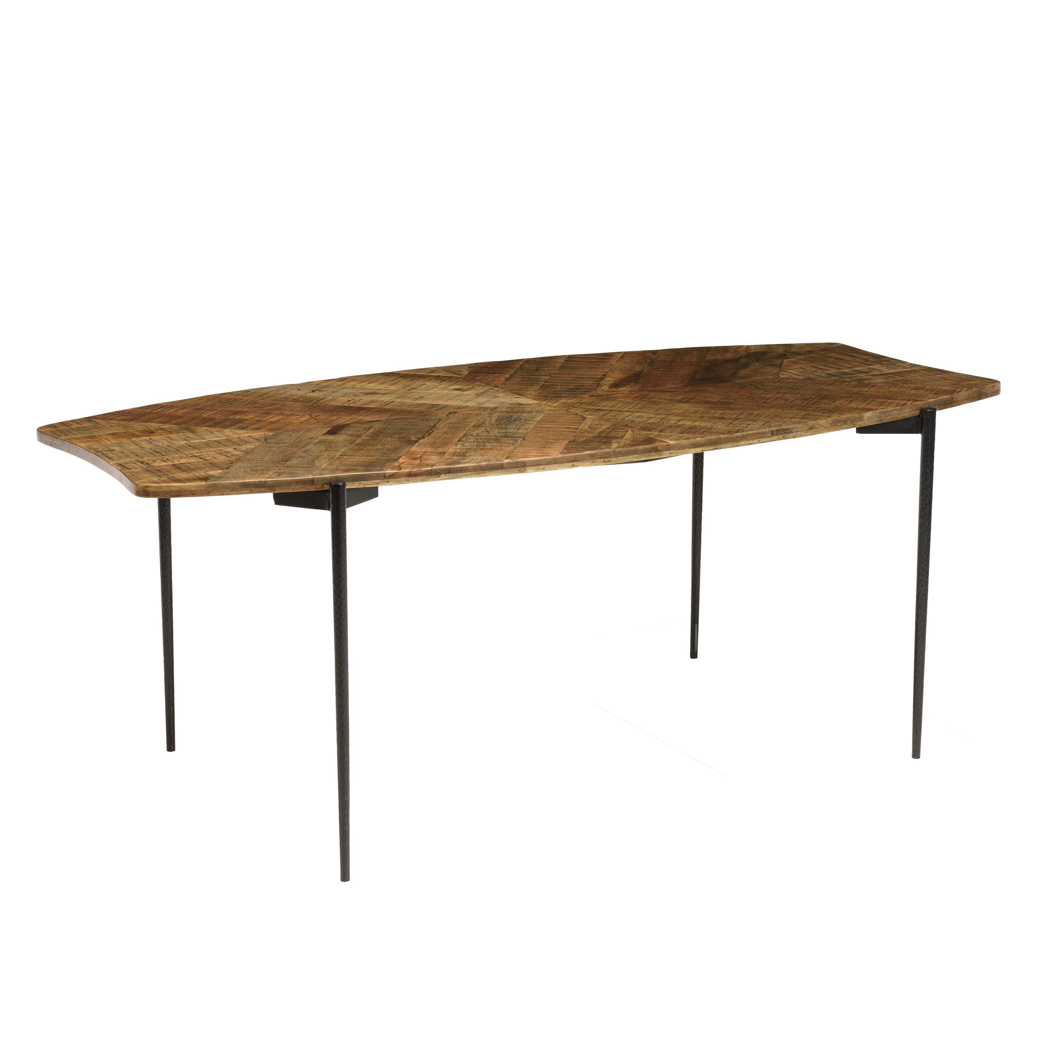 Table de repas forme oblongue bois recyclé chevrons 200 cm KORKAI ...