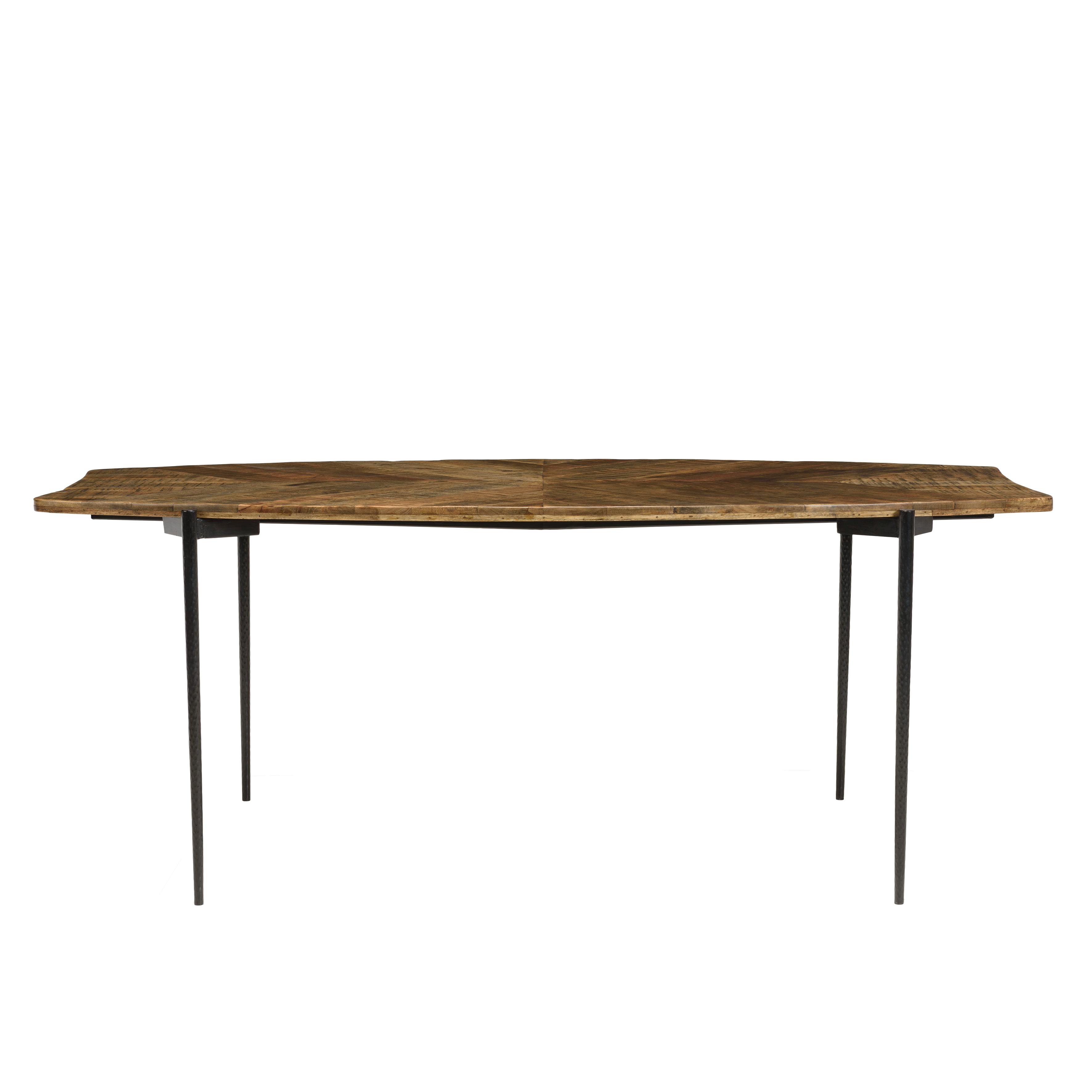 Table de repas forme oblongue bois recyclé chevrons 200 cm KORKAI ...