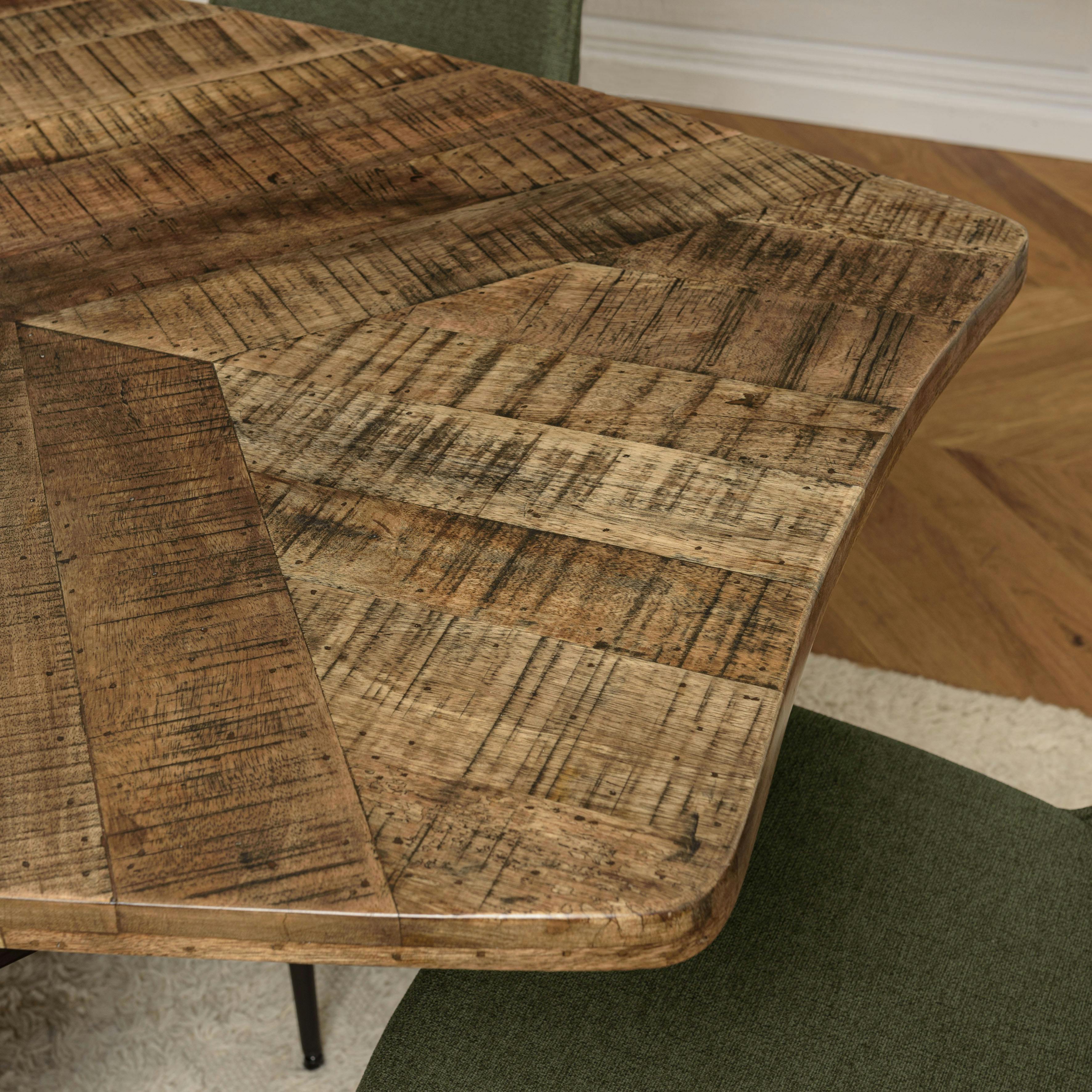 Table de repas forme oblongue bois recyclé chevrons 200 cm KORKAI ...