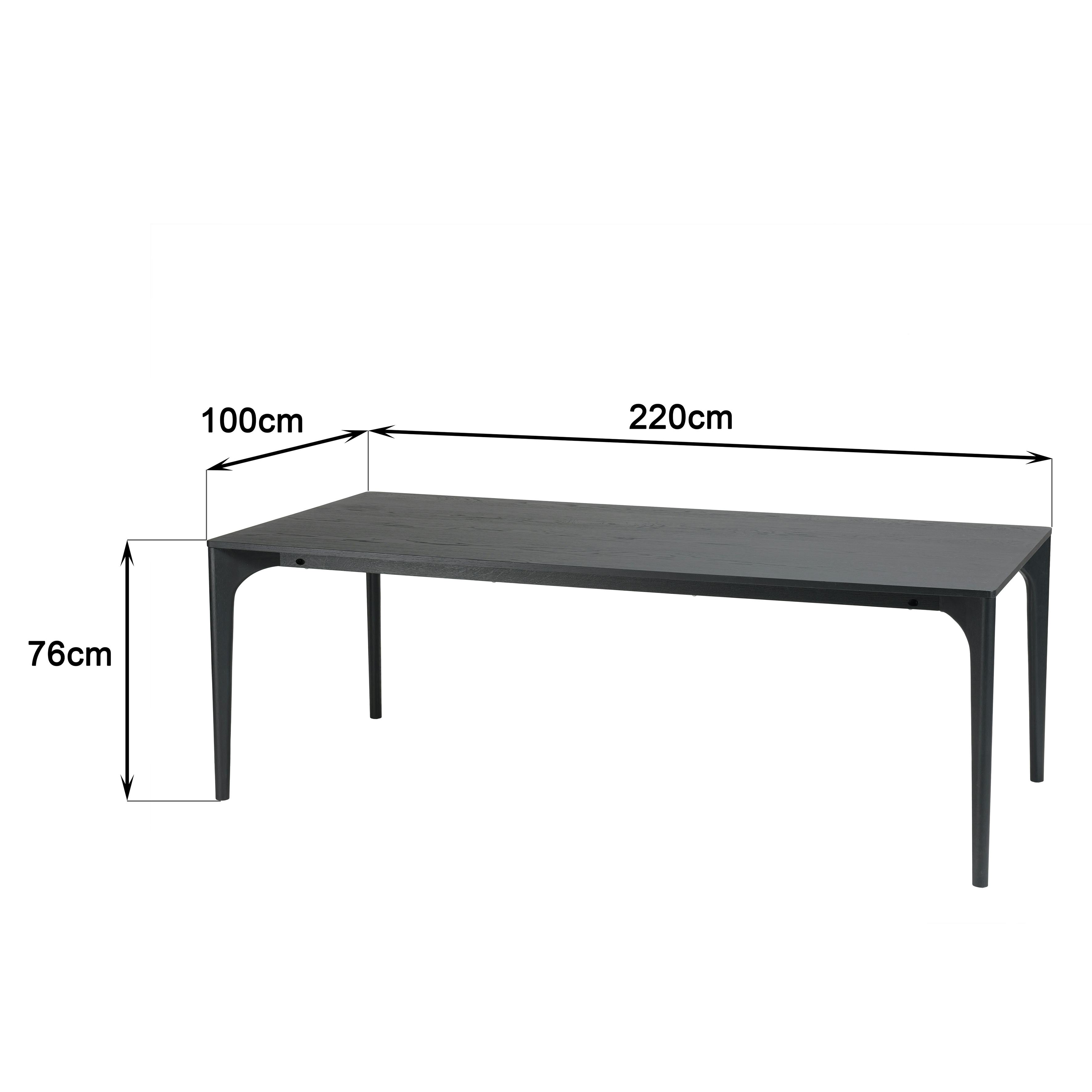 Table de repas moderne noire pieds chêne massif 220 cm PANAMA | Tables ...