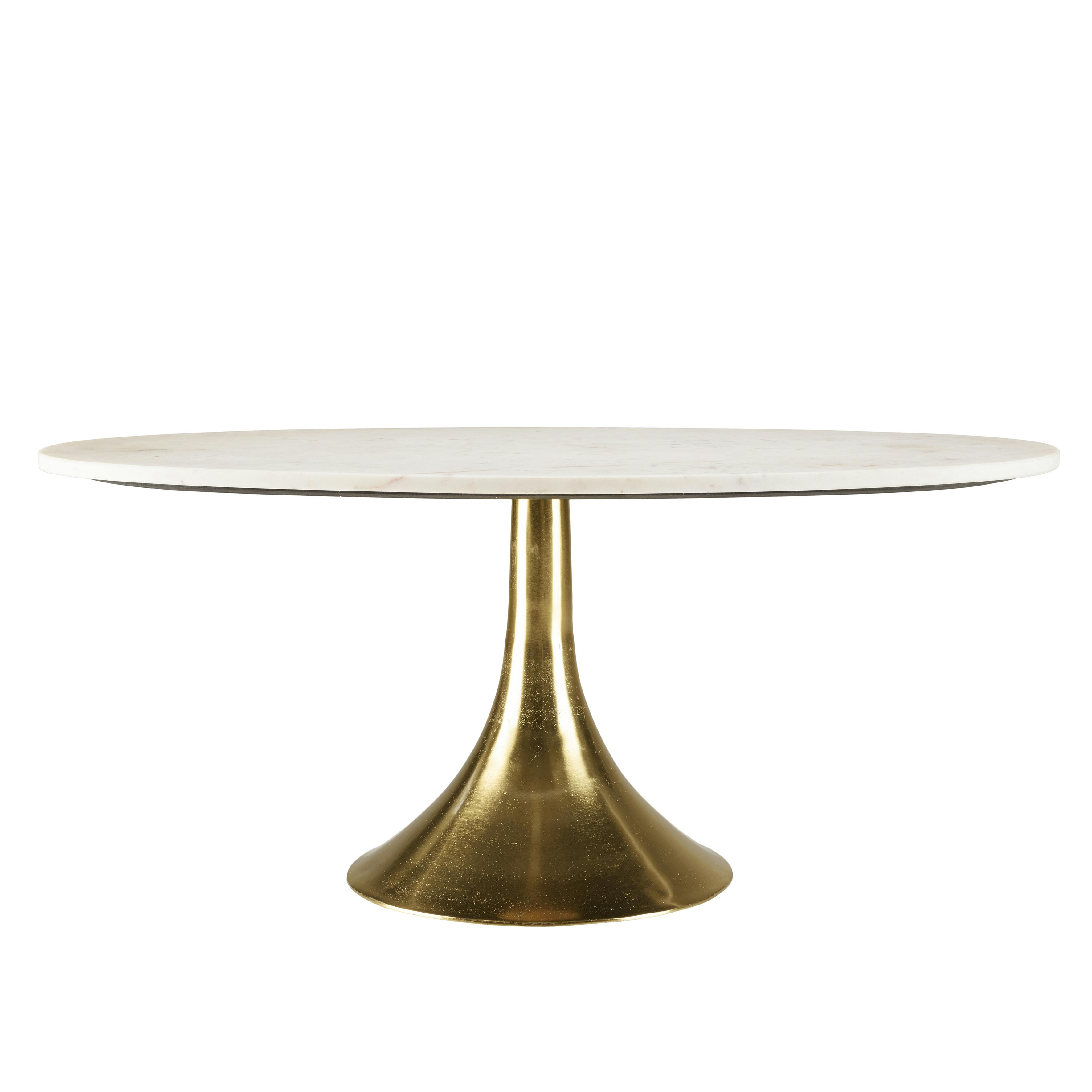 Table de salon ovale marbre blanc et pied doré ZALA | Tables basses ...