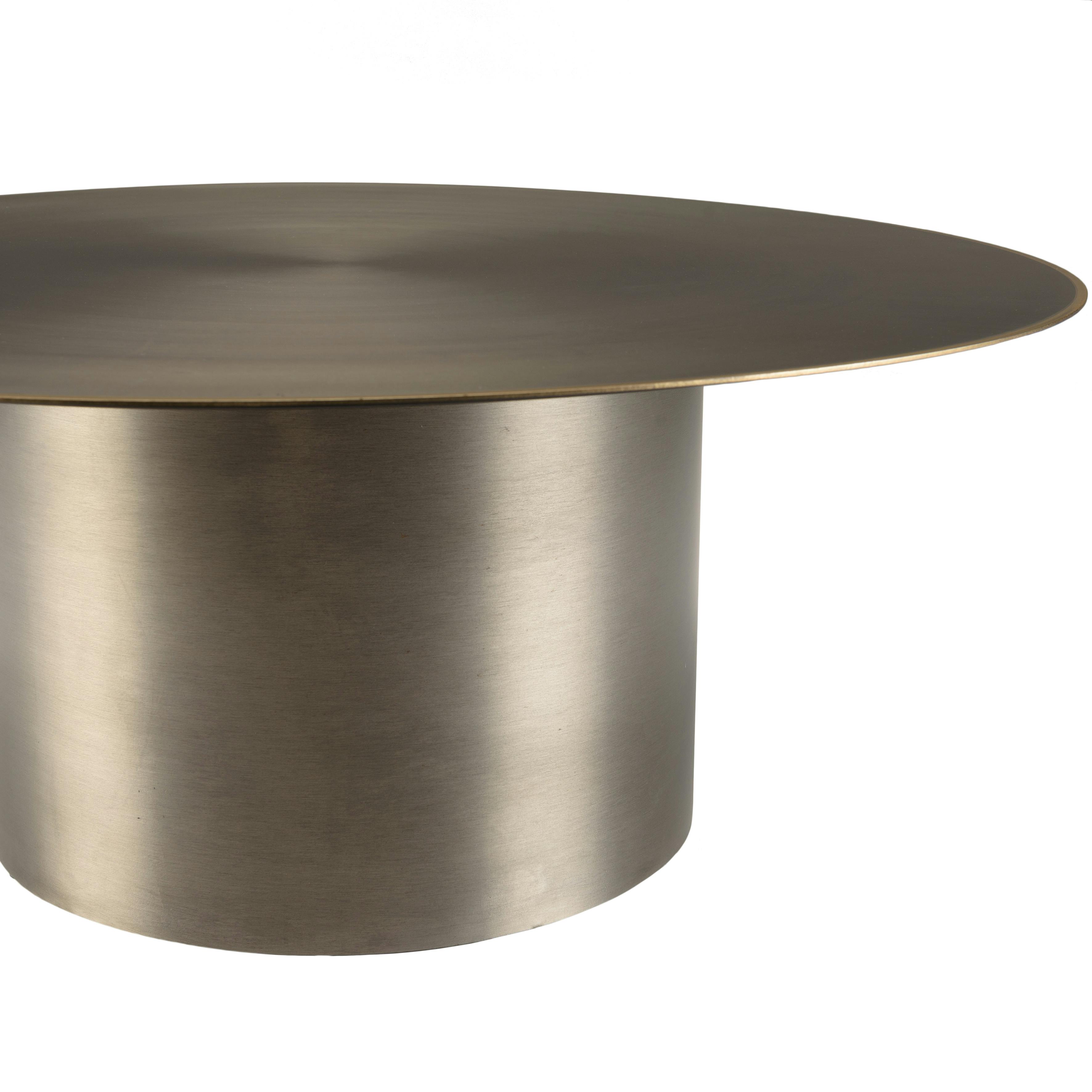 Table de salon ronde métal argenté bord doré D80 cm ZALA | Tables ...