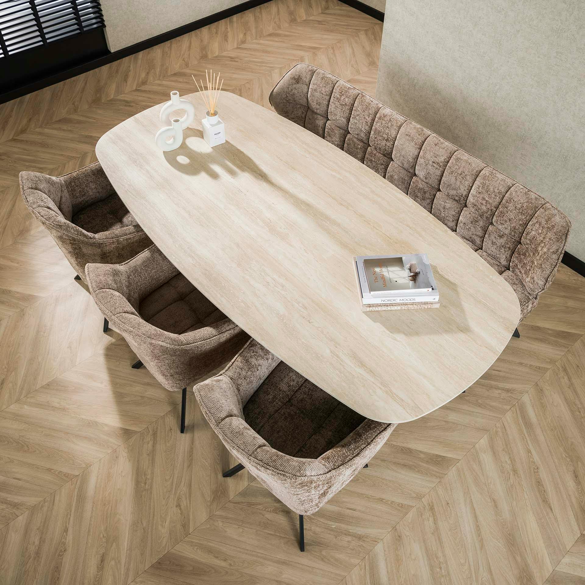 Table céramique effet travertin texturé - 215 cm COLISEE | Tables à ...