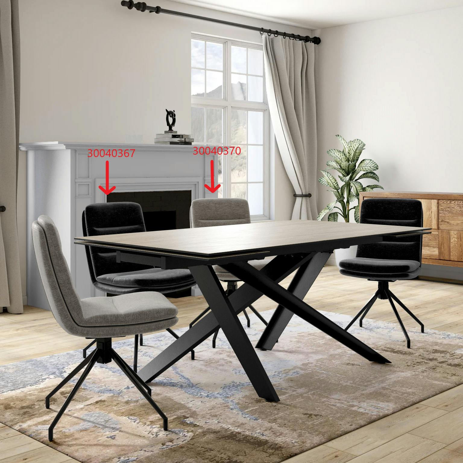 Table en céramique extensible aspect bois pied croisé 180-280 cm ...