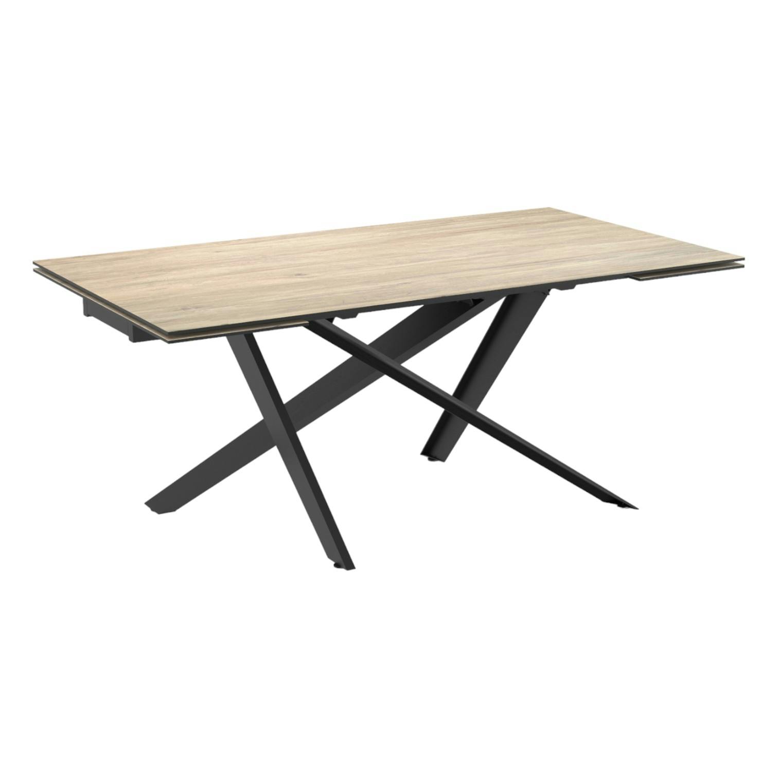 Table en céramique extensible aspect bois pied croisé 180-280 cm ...
