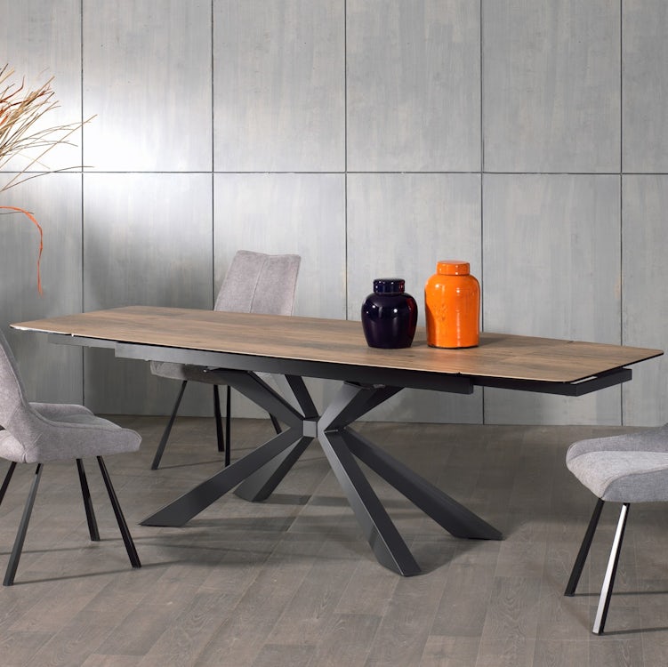 Table en céramique extensible oblongue effet bois brun 180-280 cm ...