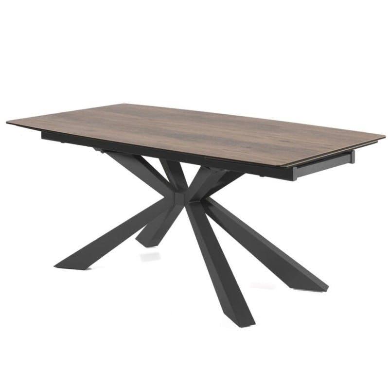 Table en céramique extensible effet bois brun 180-280 cm LOMBARDIE ...