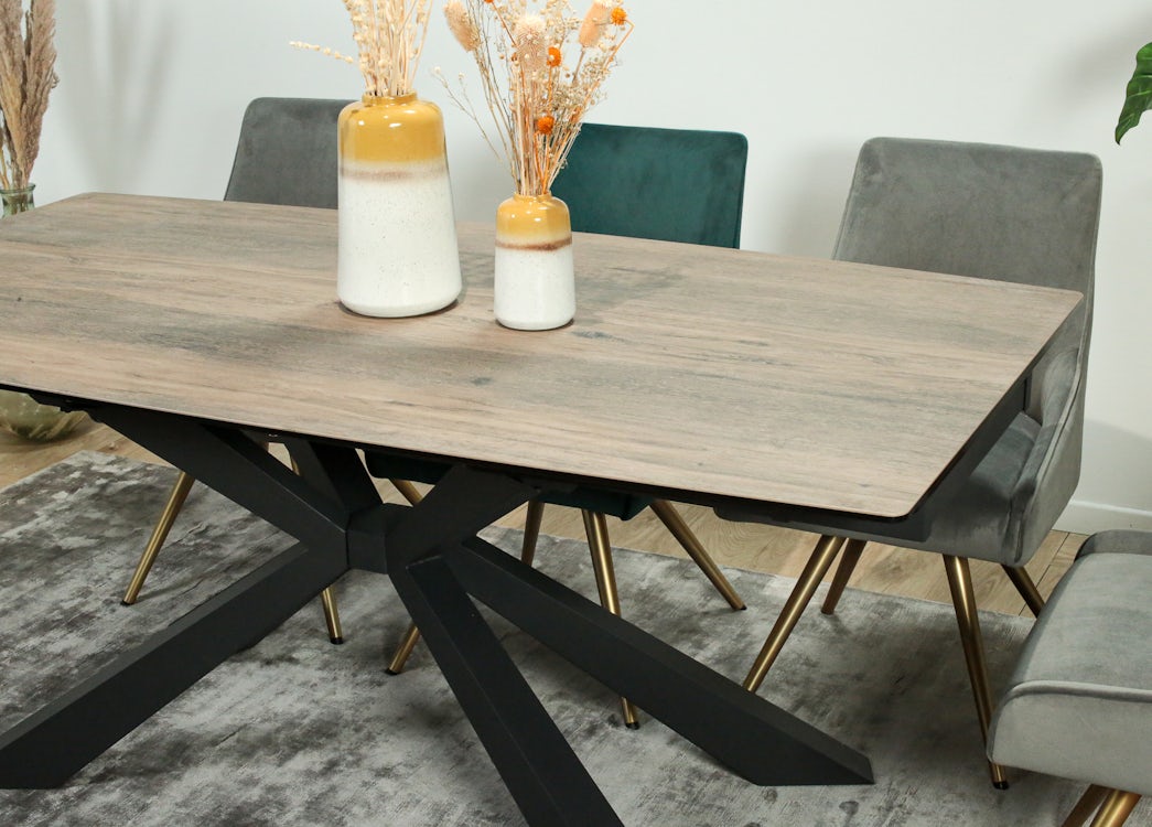 Table en céramique extensible oblongue effet bois brun 180-280 cm ...