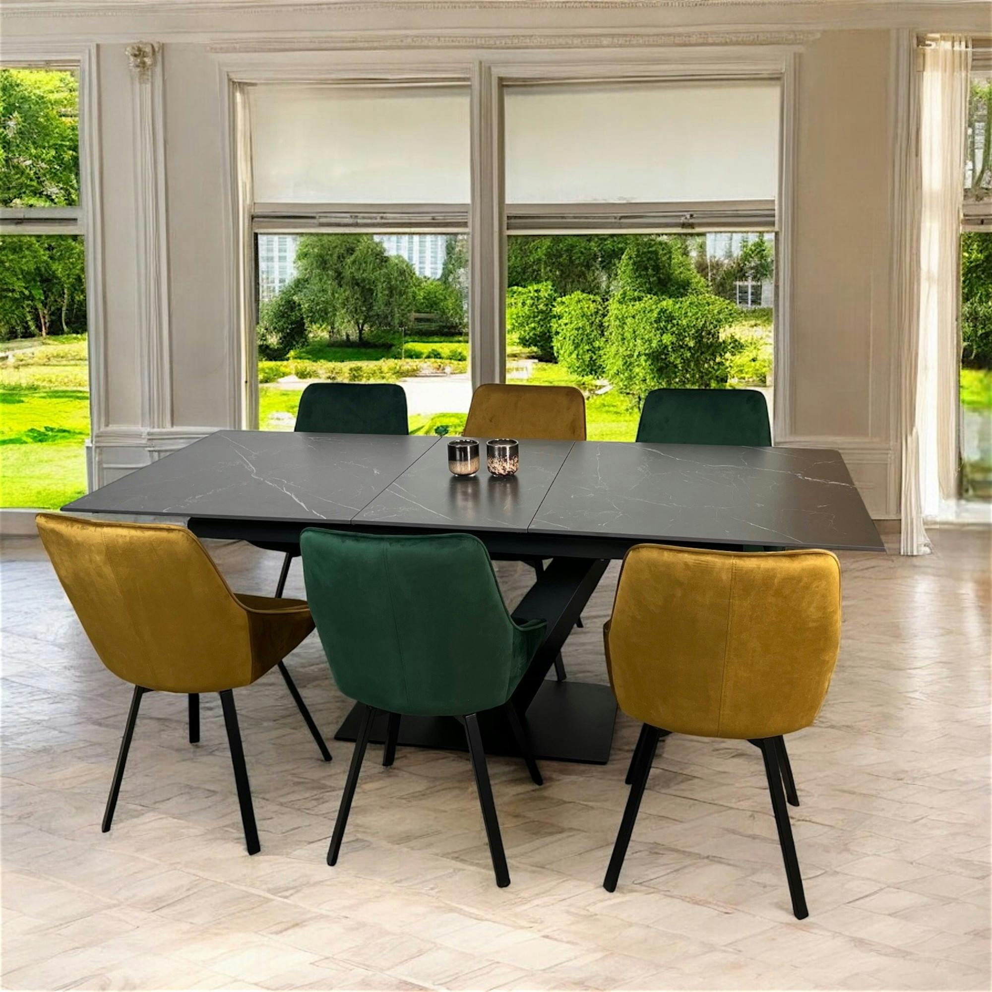 Table en céramique noire extensible 160-205 cm OTTAWA | Tables à manger ...