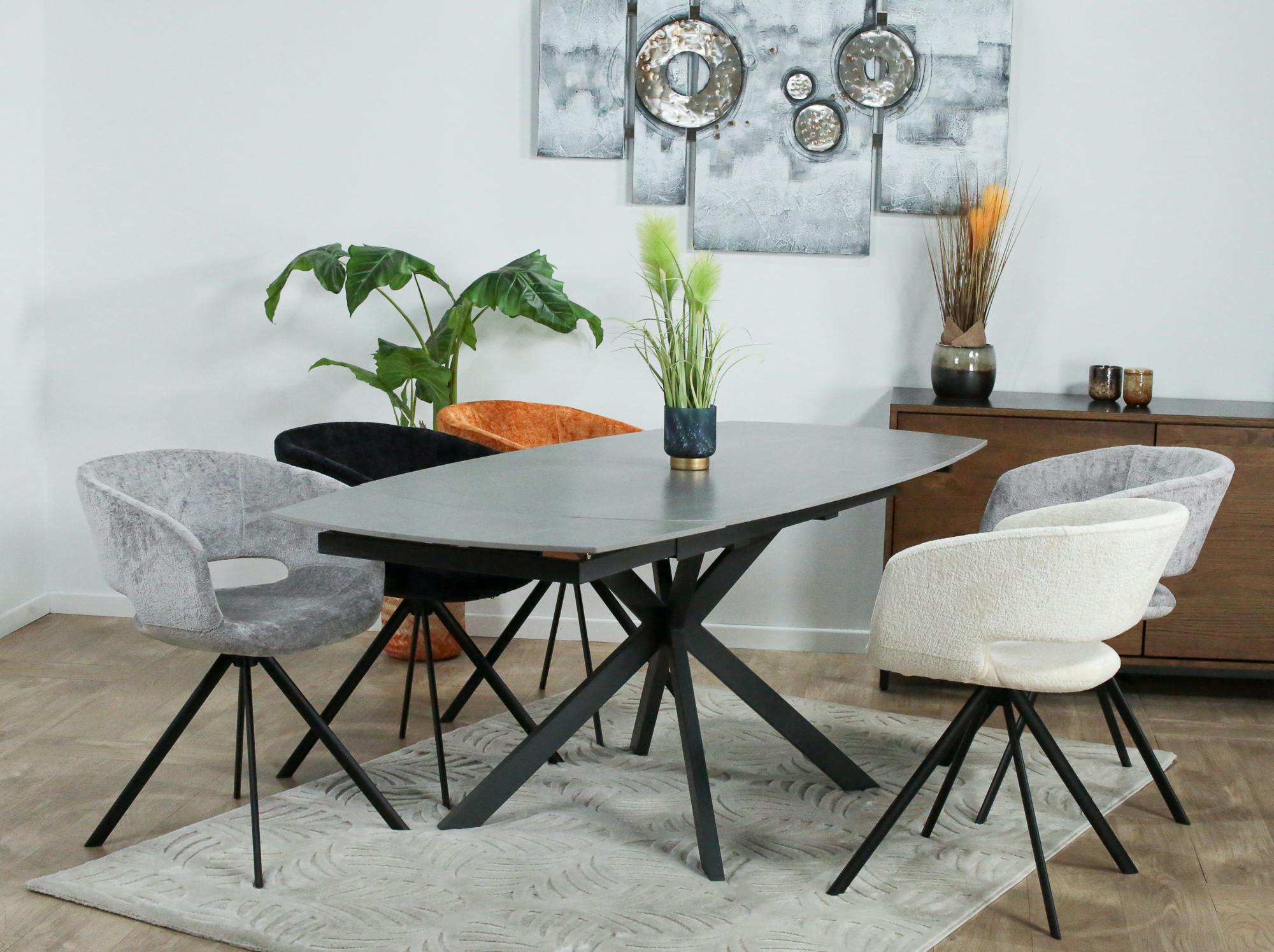 Table extensible céramique grise pied mikado 140-200 cm OTTAWA | Tables à manger | Pier Import