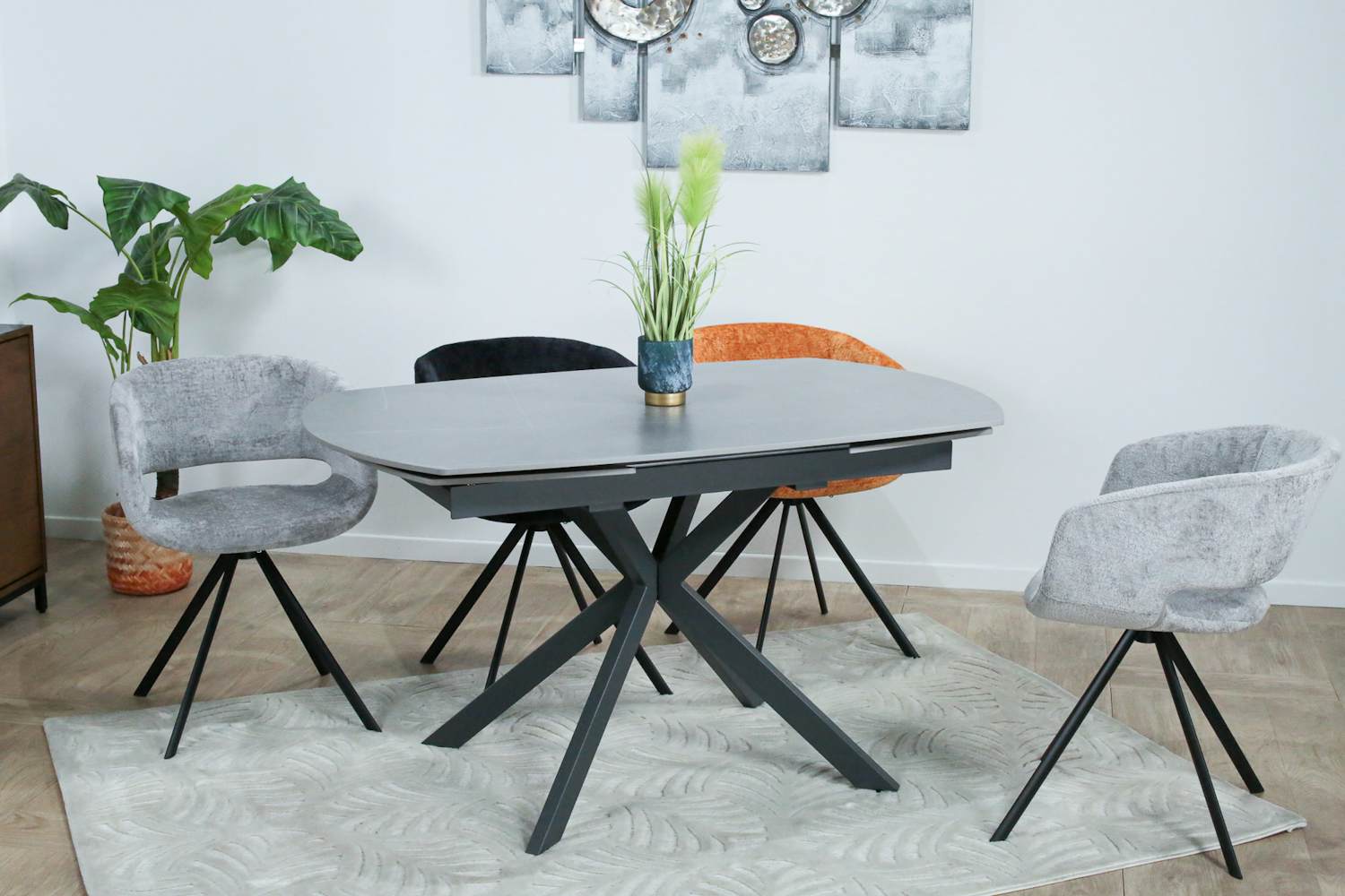 Table extensible céramique grise pied mikado 140-200 cm OTTAWA | Tables ...