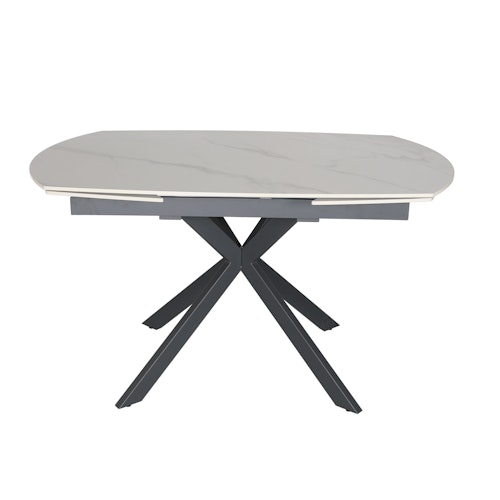 Table extensible céramique marbrée blanche pied mikado 140-200 cm ...