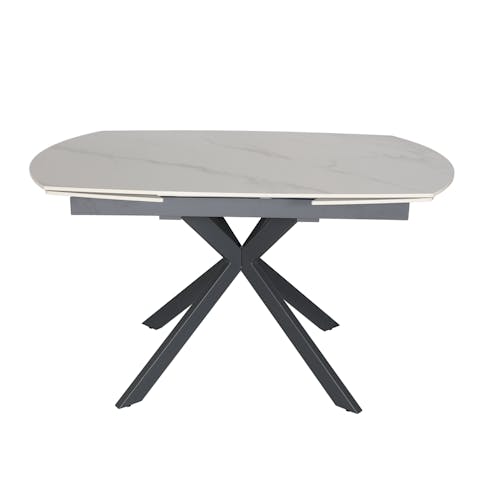 Table extensible céramique marbrée blanche pied mikado 140-200 cm ...