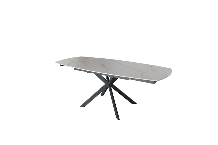 Table extensible céramique marbrée blanche pied mikado 140-200 cm ...