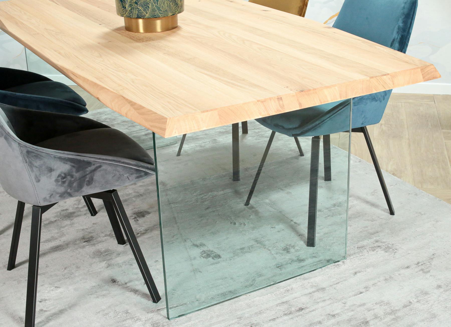 Table extensible design en bois de chêne blanc et verre 200 cm MESSINE ...